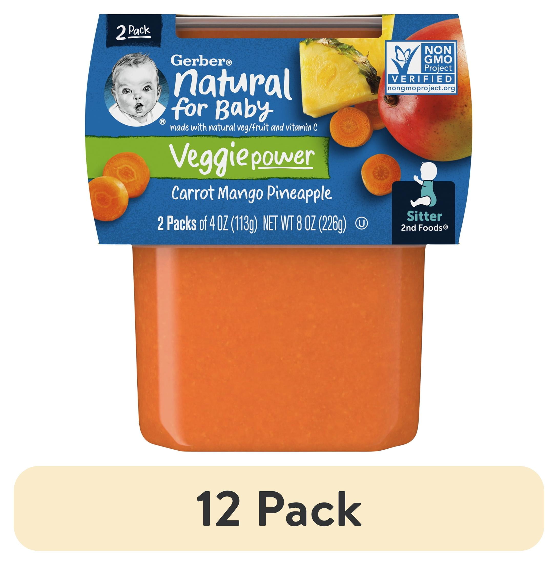 (12 pack) Gerber Stage 2 Baby Food, Carrot Mango Pineapple Puree, 4 oz ...