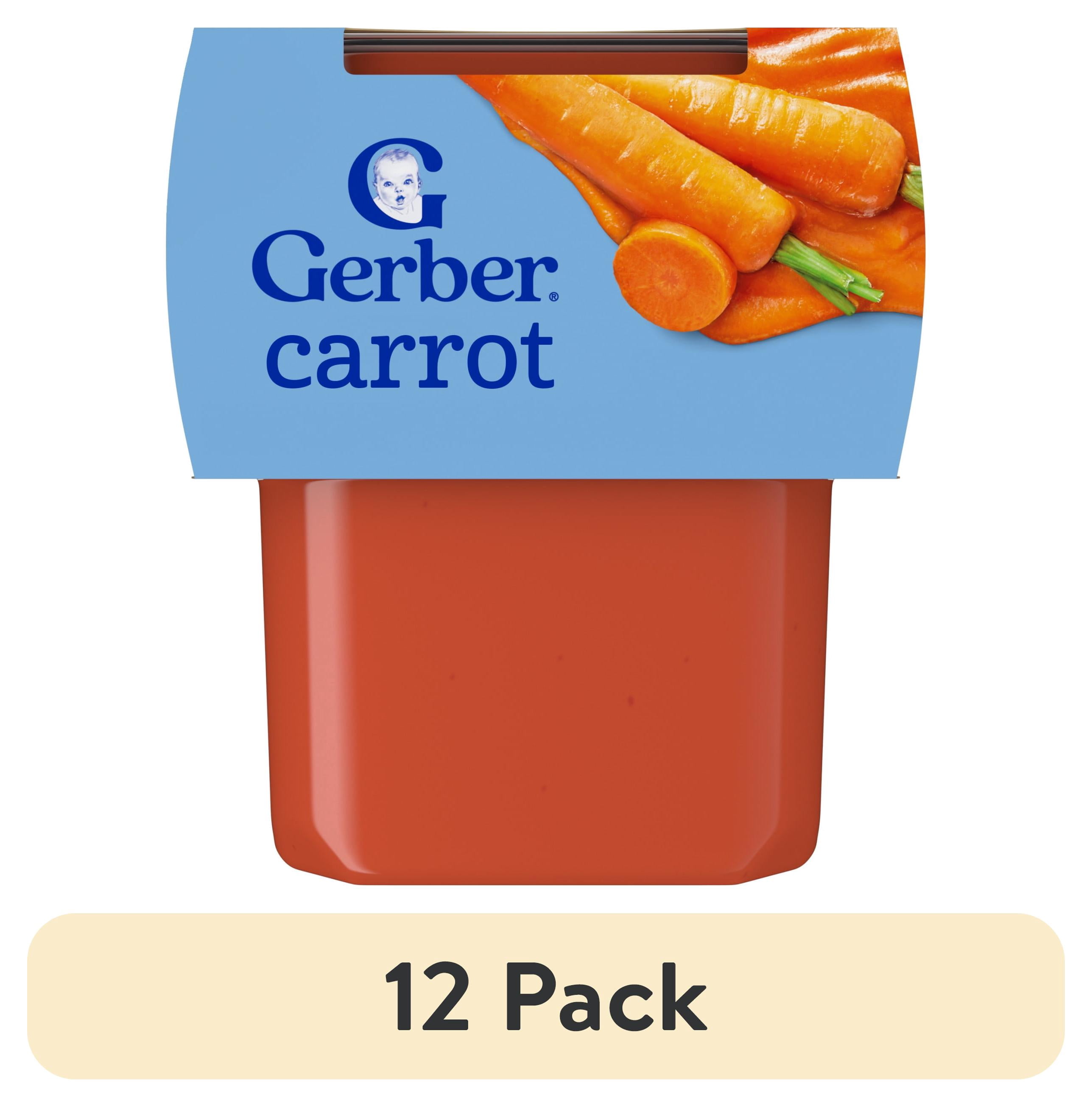 (12 pack) Gerber Stage 2 Baby Food, Carrot Puree Tubs, Baby Puree, 2PK ...