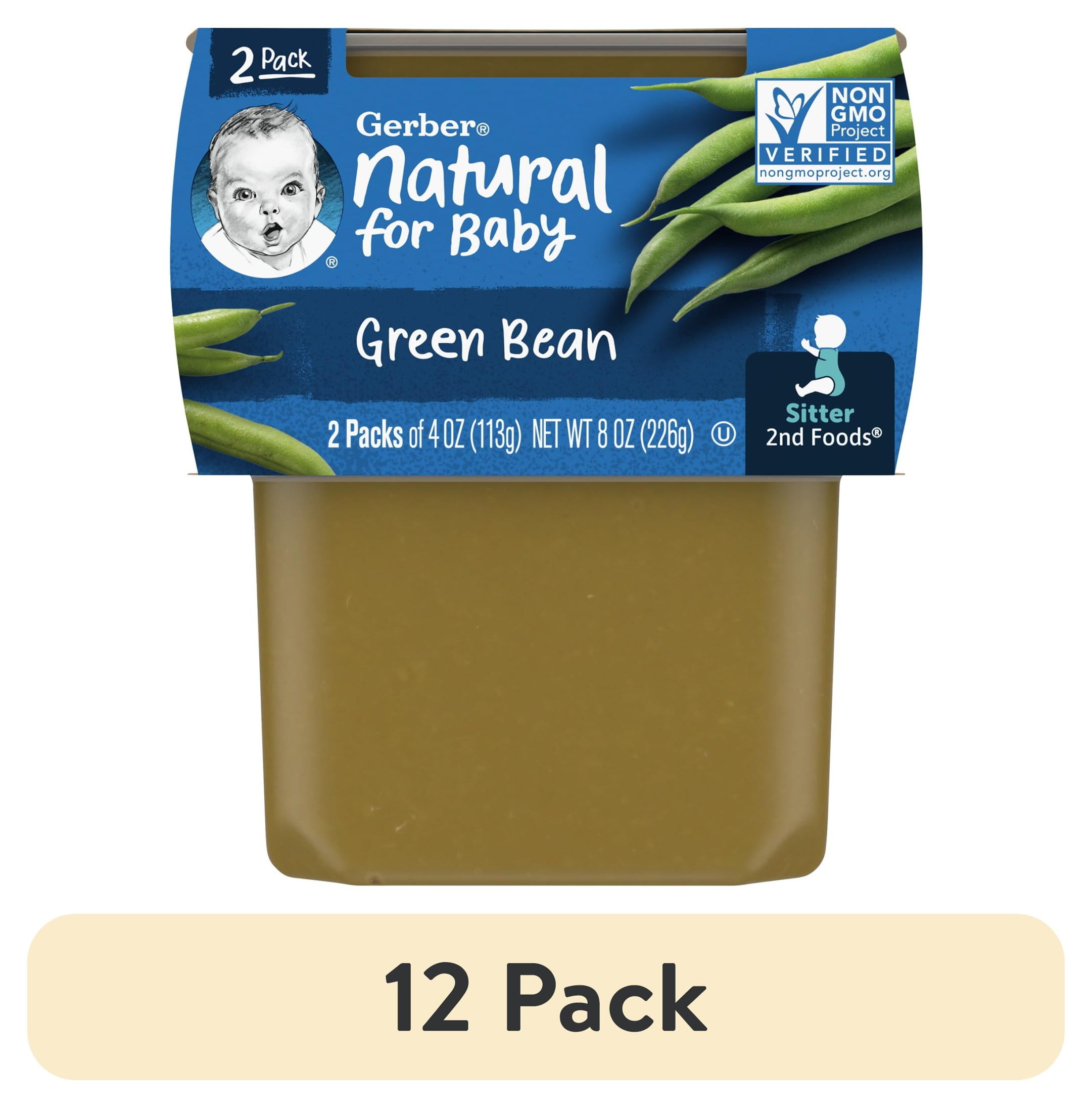 (12 pack) Gerber Stage 2 Baby Food, Green Beans Puree Tubs, Baby Puree ...