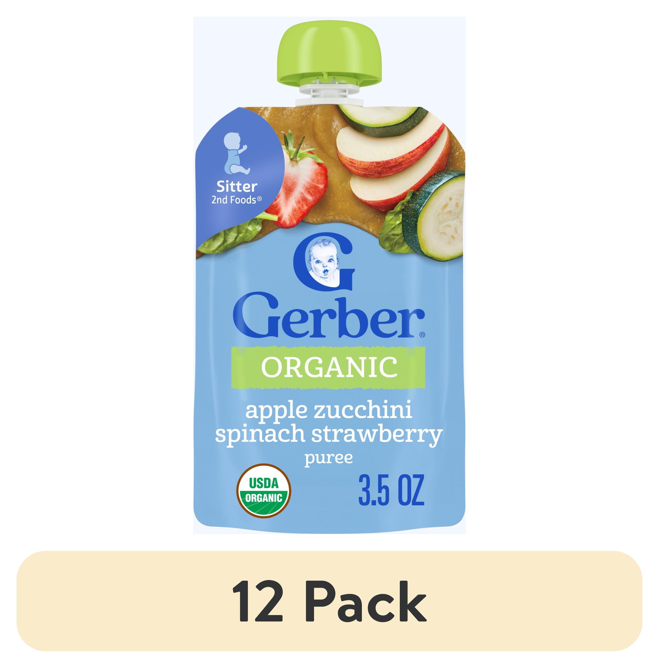 (12 pack) Gerber Stage 2 Baby Food, Organic Apple Zucchini Spinach ...