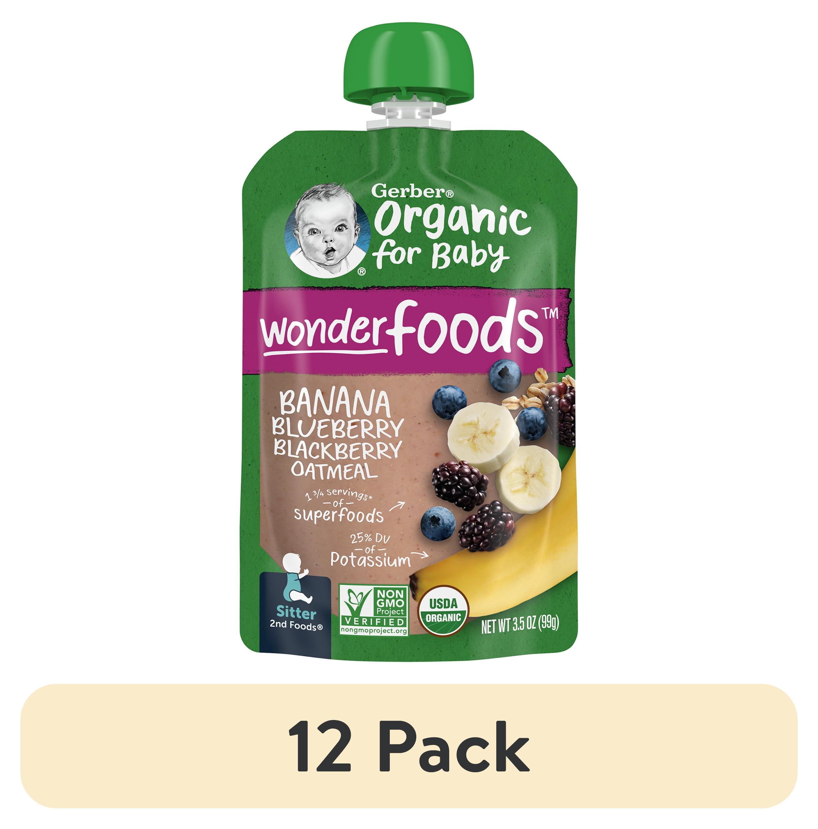(12 pack) Gerber Stage 2 Baby Food, Organic Banana Blueberry Blackberry ...