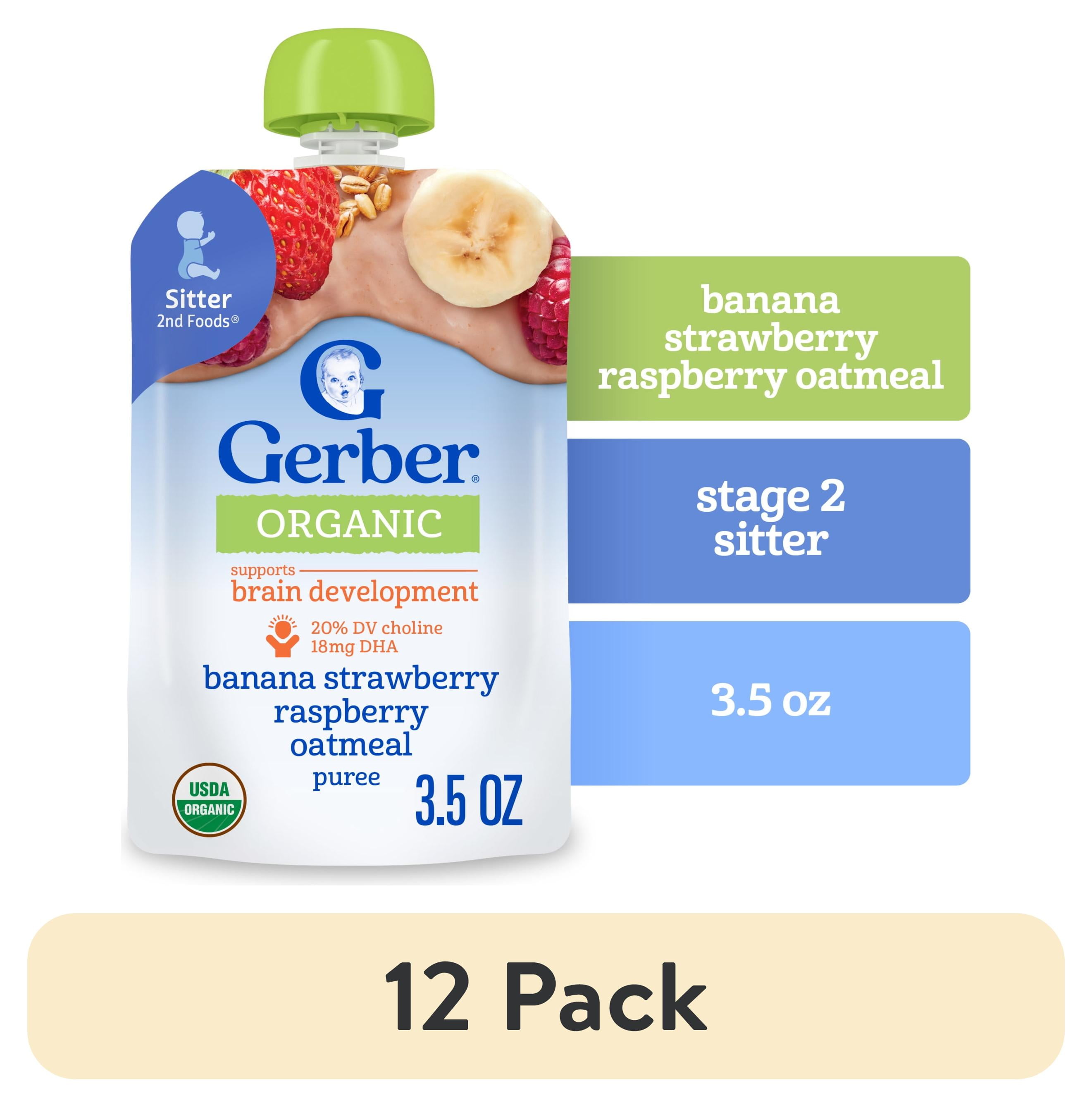(12 pack) Gerber Toddler Foods, Organic Banana Strawberry Raspberry ...