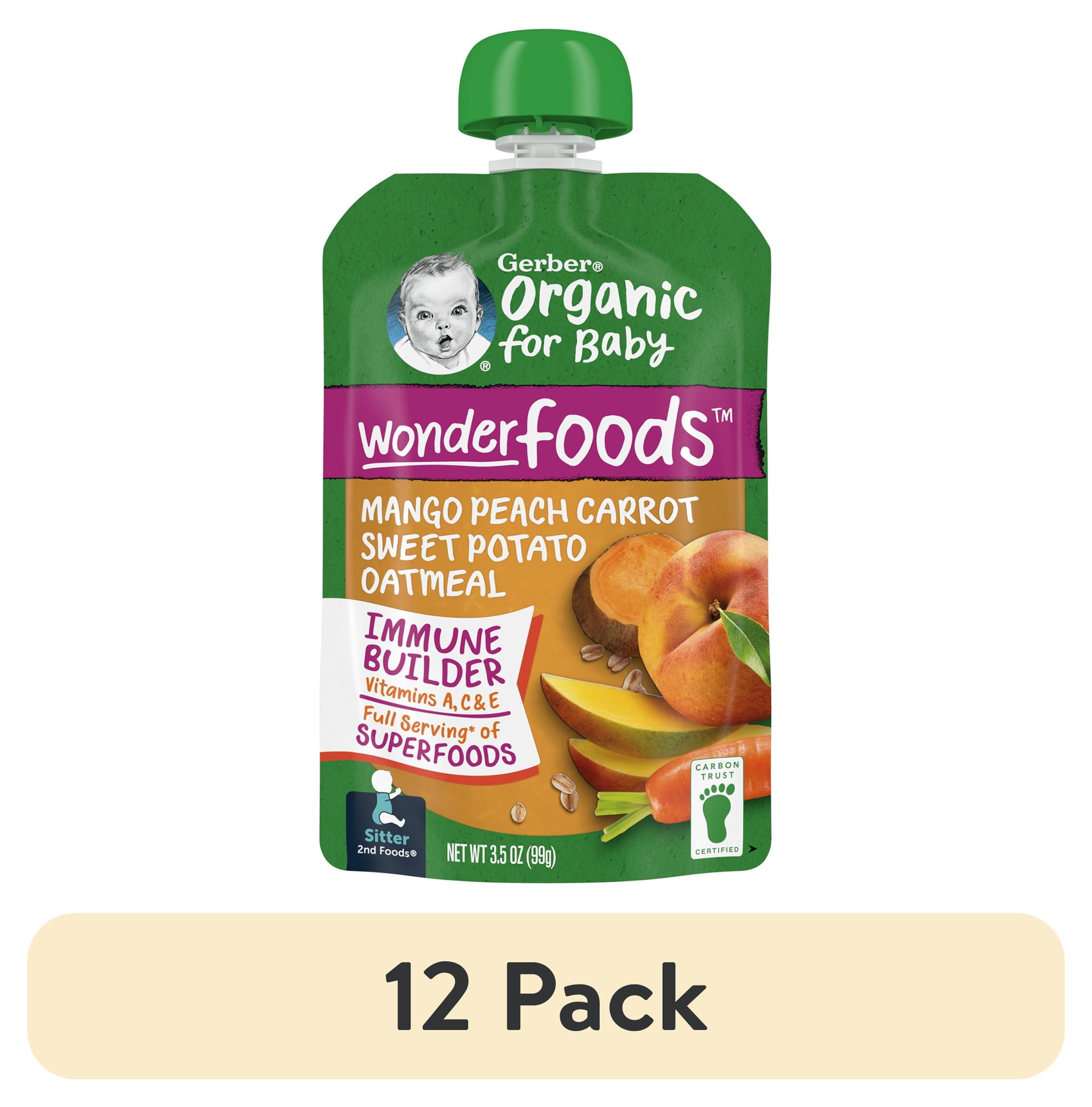(12 pack) Gerber Stage 2 Baby Food, Organic Mango Peach Carrot Sweet ...