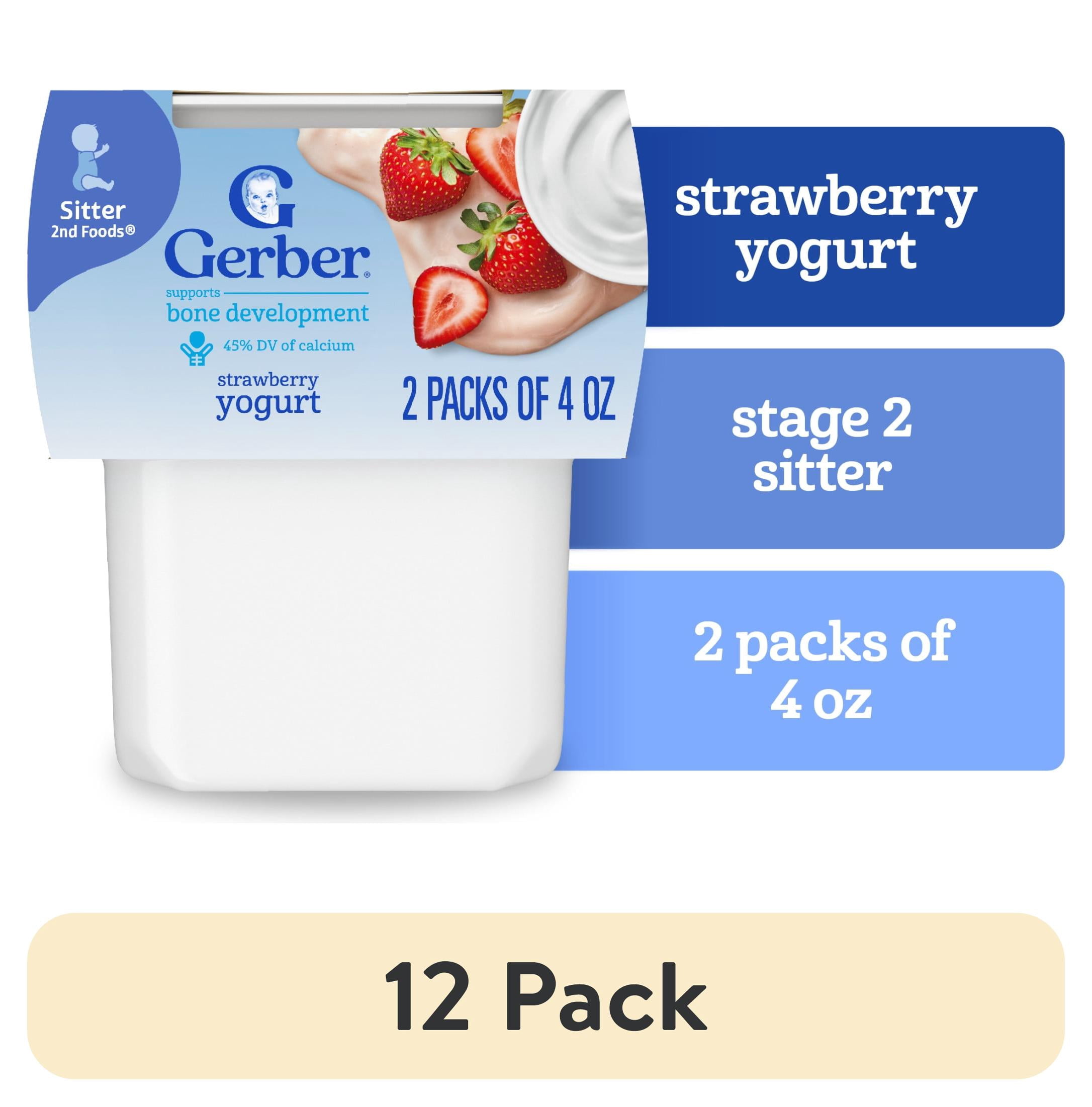 (12 pack) Gerber Yogurt Blends Stage 3 Baby Snacks Strawberry, 4 oz ...