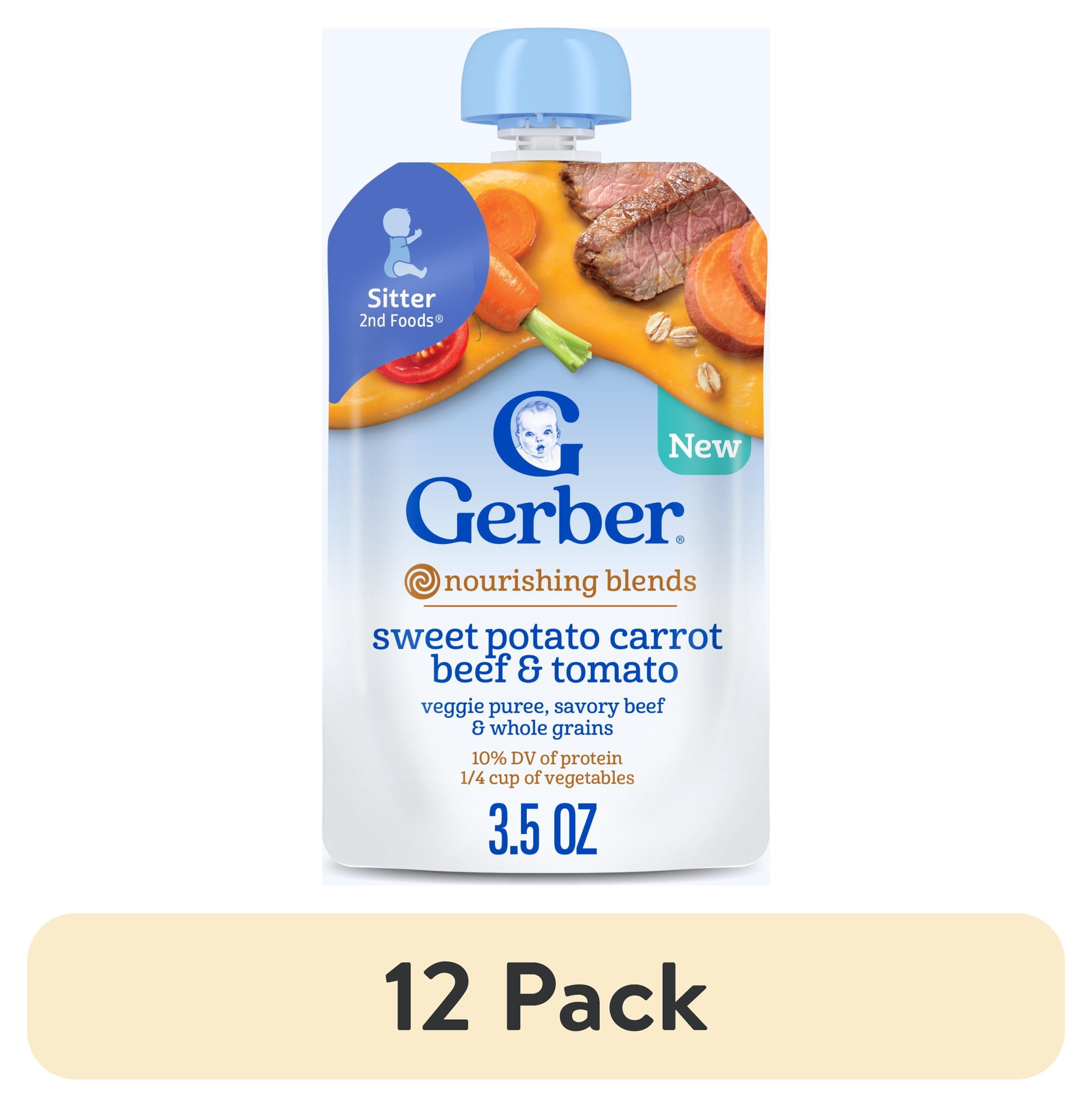 (12 pack) Gerber Stage 2 Baby Food, Sweet Potato Carrot Beef & Tomato ...