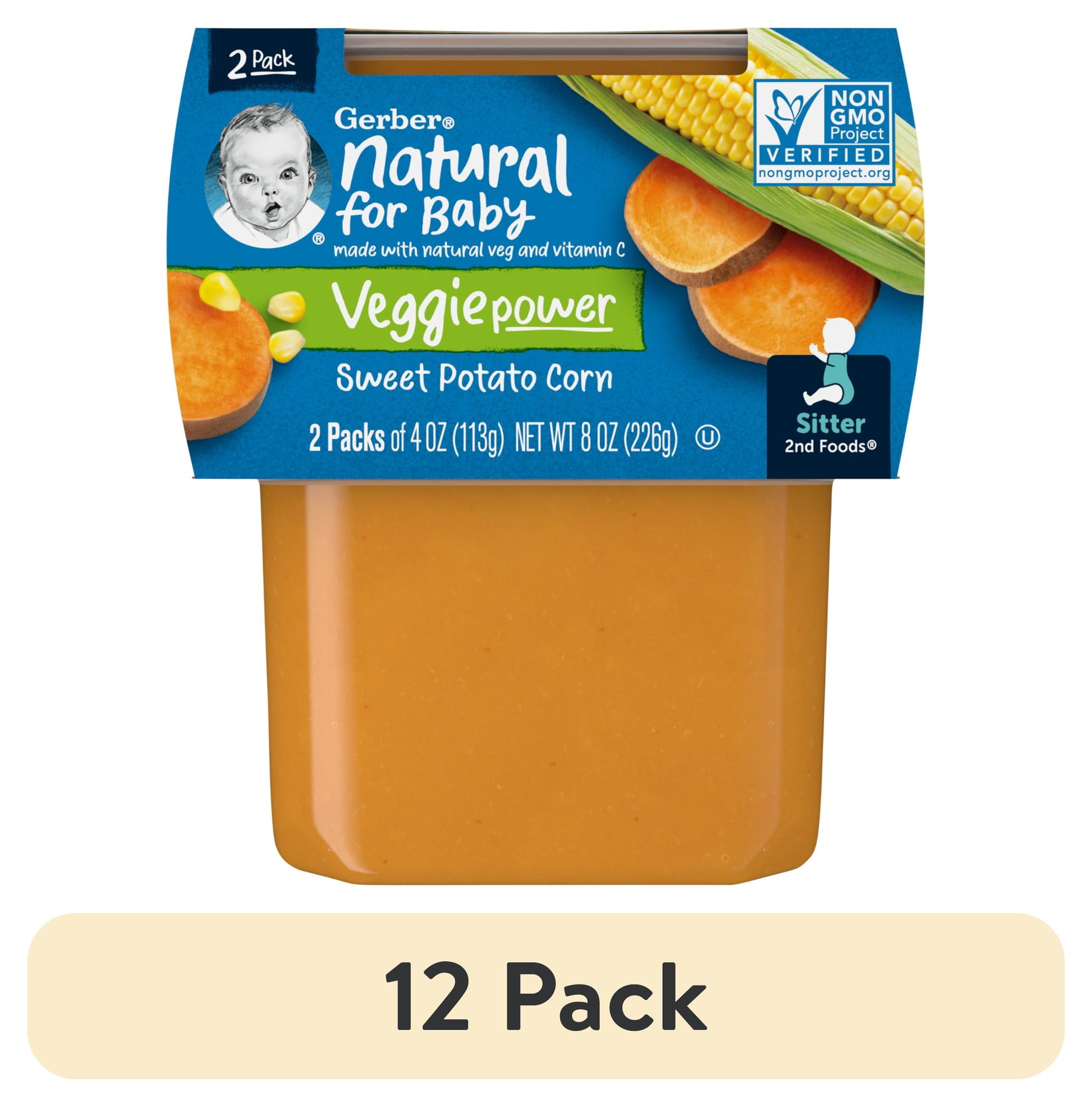 (12 pack) Gerber Stage 2 Baby Food, Sweet Potato Corn, 4 oz Tubs (2 ...