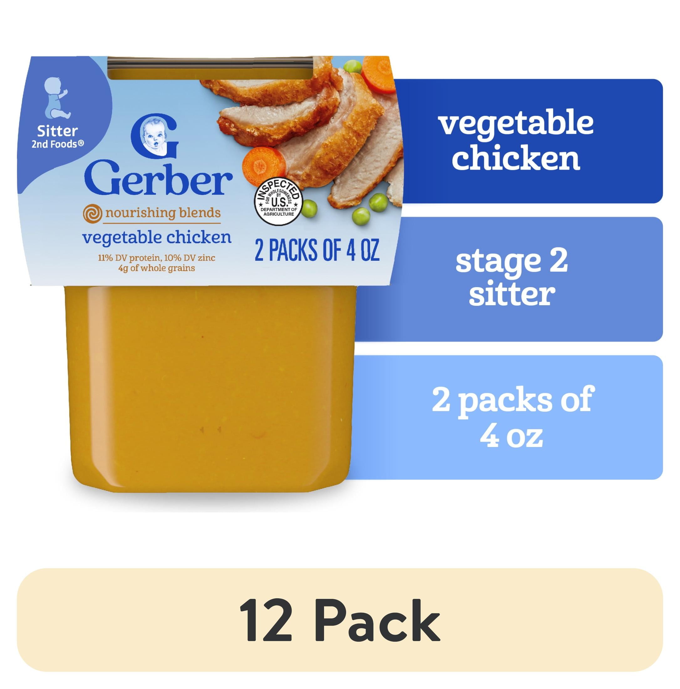 (12 pack) Gerber 2nd Foods Baby Foods, Vegetable Chicken Dinner, 4 oz ...