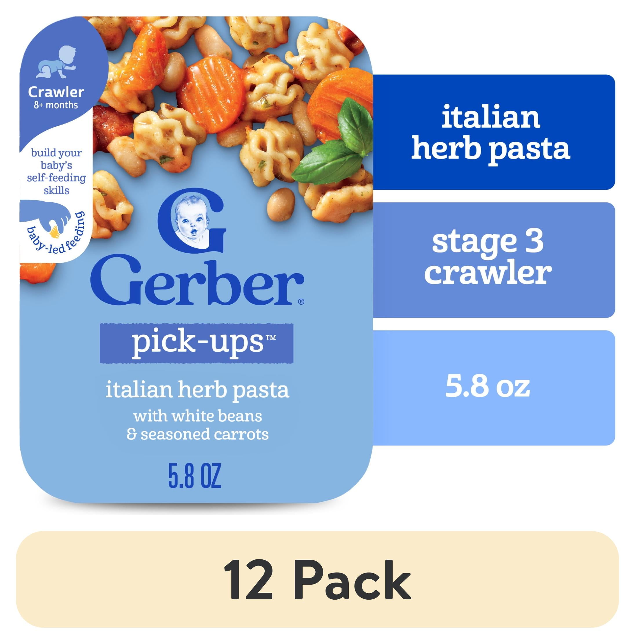 (12 pack) Gerber Stage 3 Baby Food, Italian Herb Pasta, Pick-Ups, Baby ...