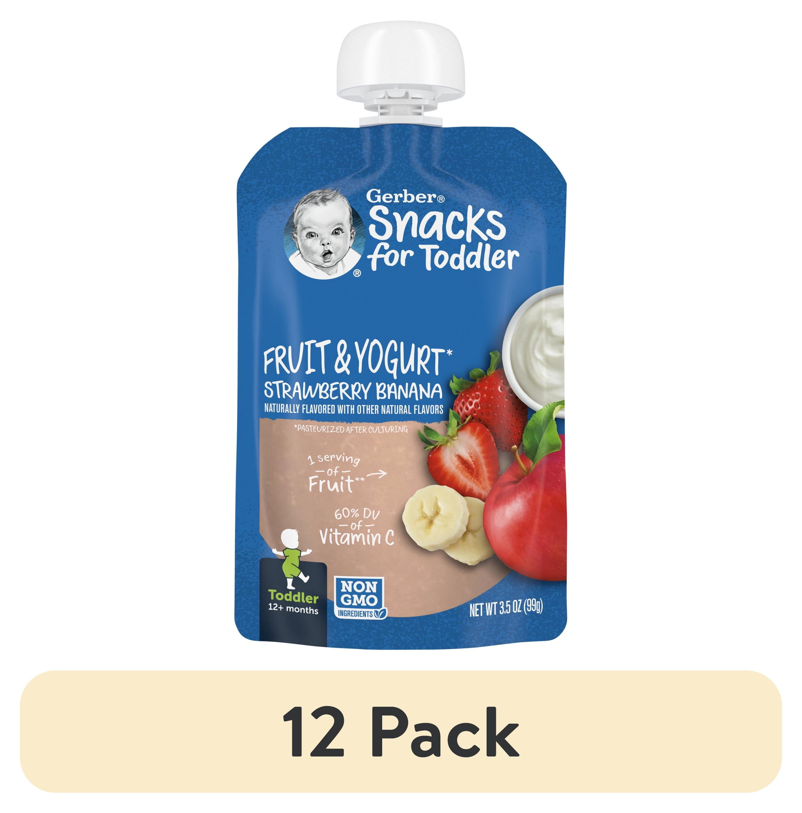 (12 pack) Gerber Toddler Food Snack, Banana Fruit and Yogurt Smoothie ...