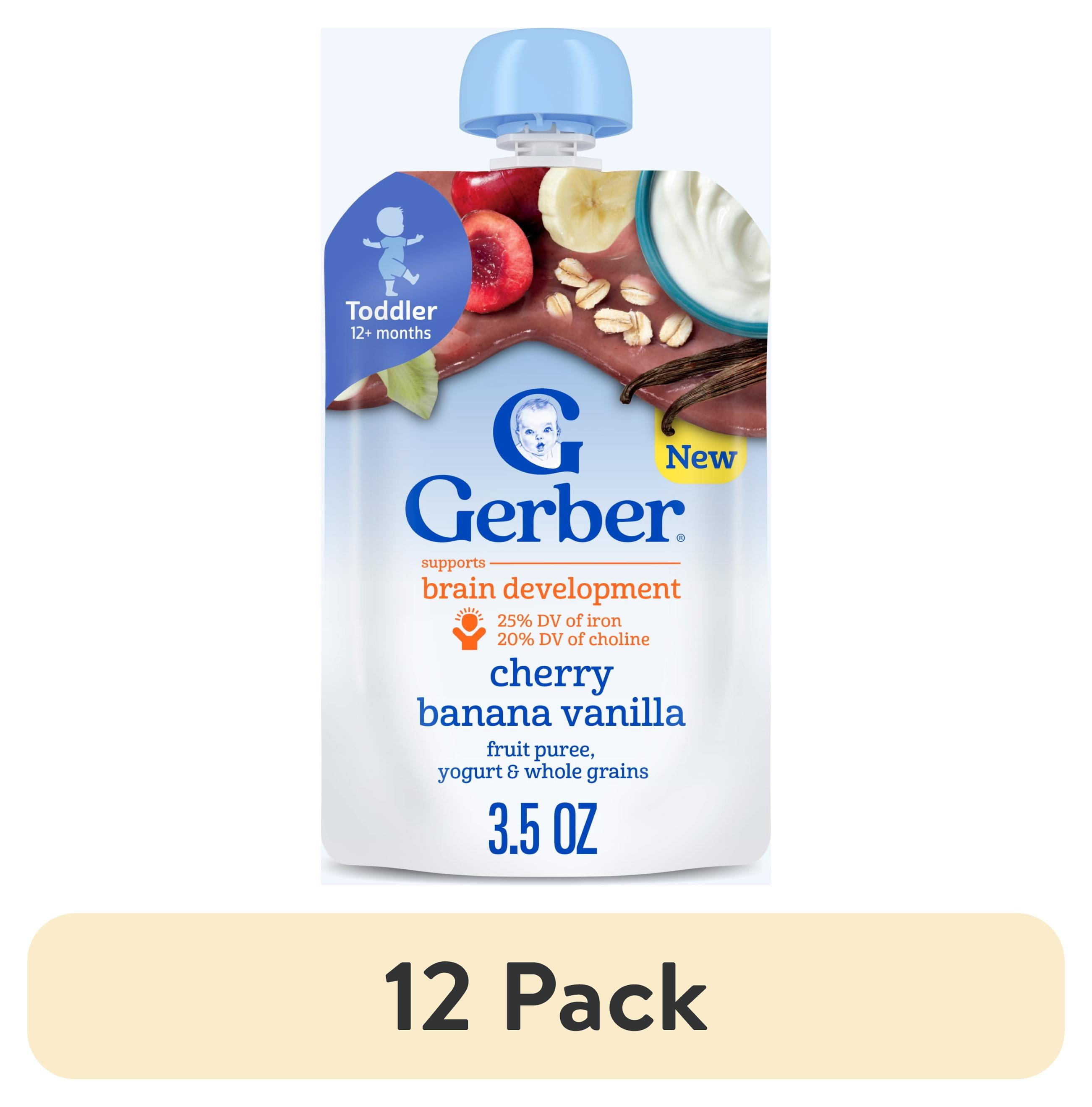 (12 pack) Gerber Toddler Food, Cherry Banana Vanilla Puree Pouch, Fruit ...