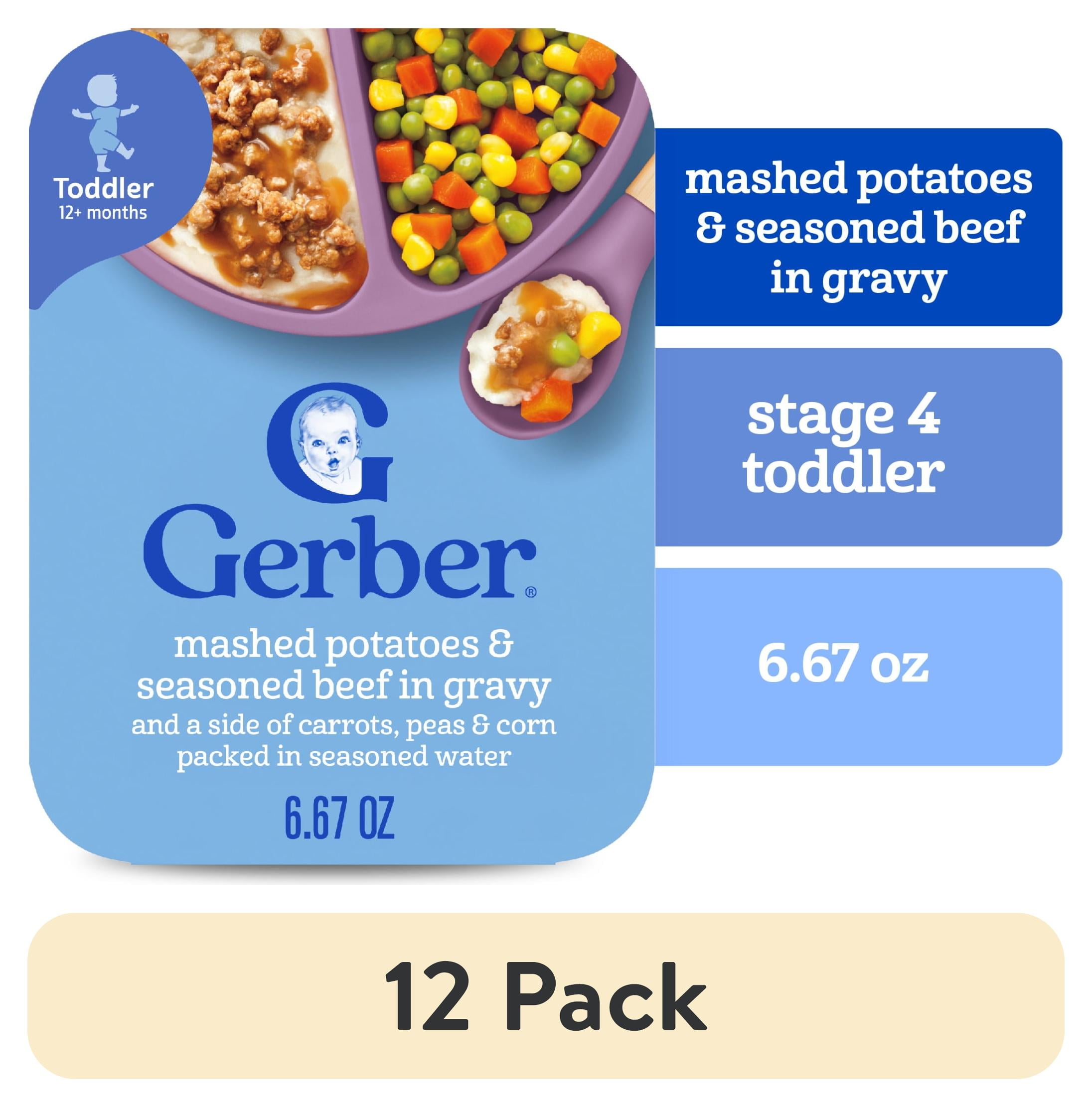 (12 pack) Gerber Mealtime for Toddler, Mashed Potatoes & Seasoned Beef ...