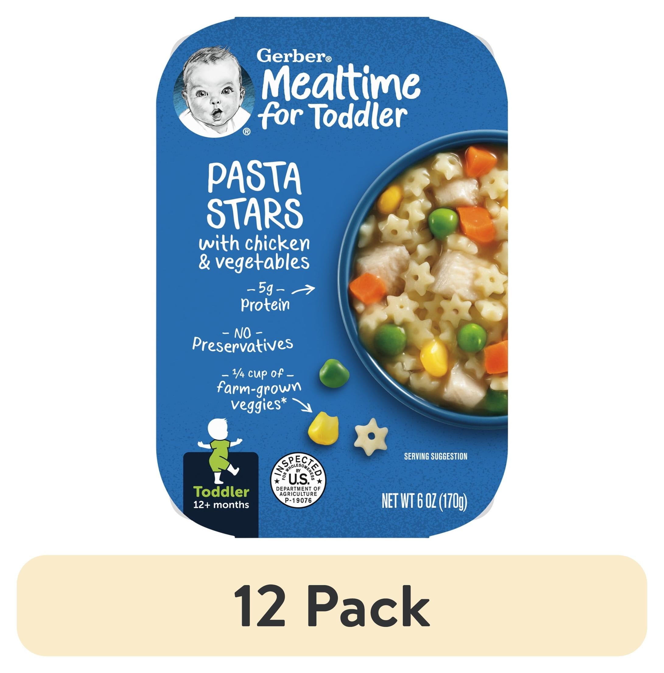 (12 pack) Gerber Toddler Food, Pasta Stars with Chicken and Vegetables ...