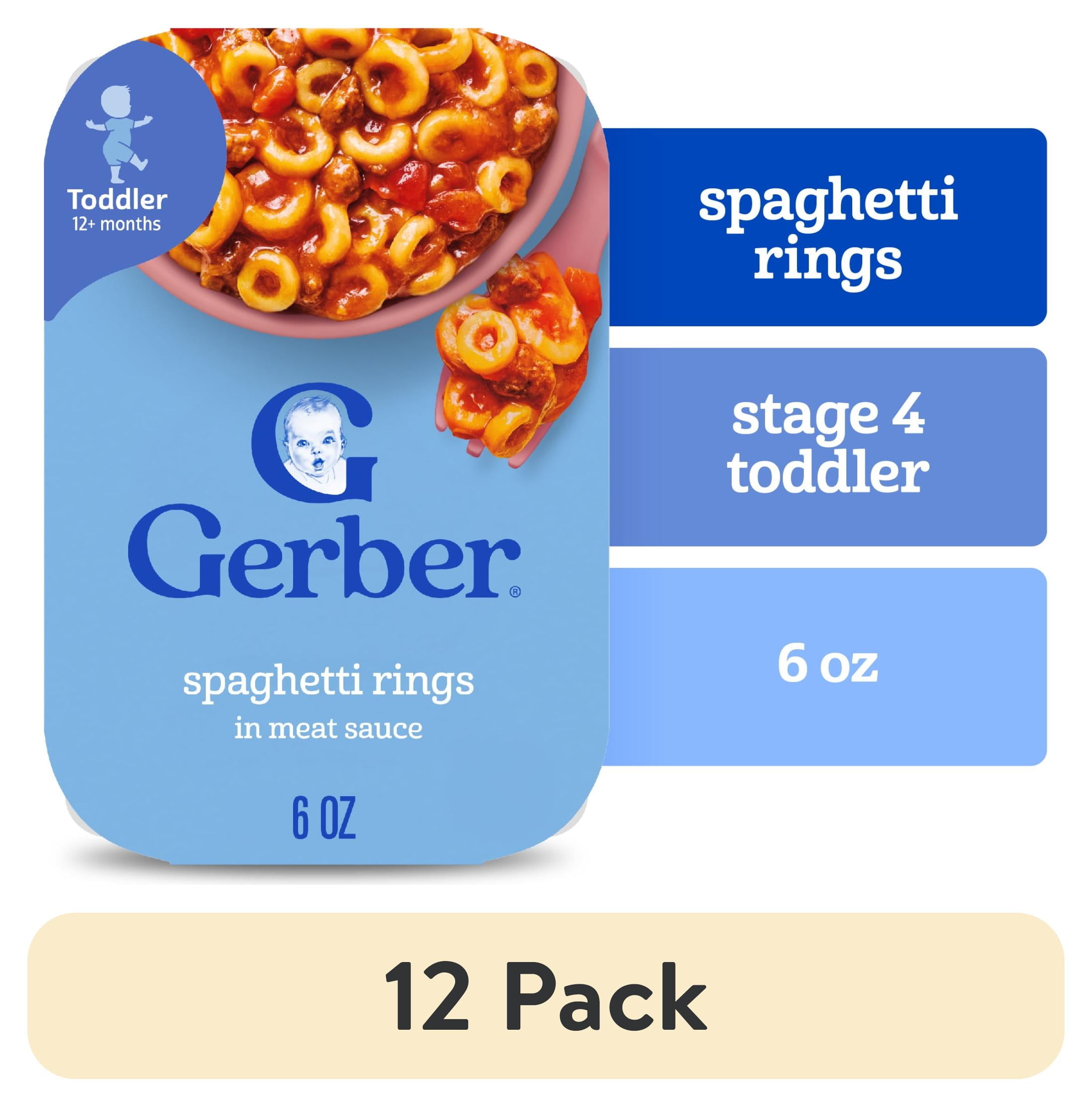 (12 pack) Gerber Mealtime for Toddler, Spaghetti Rings in Meat Sauce ...