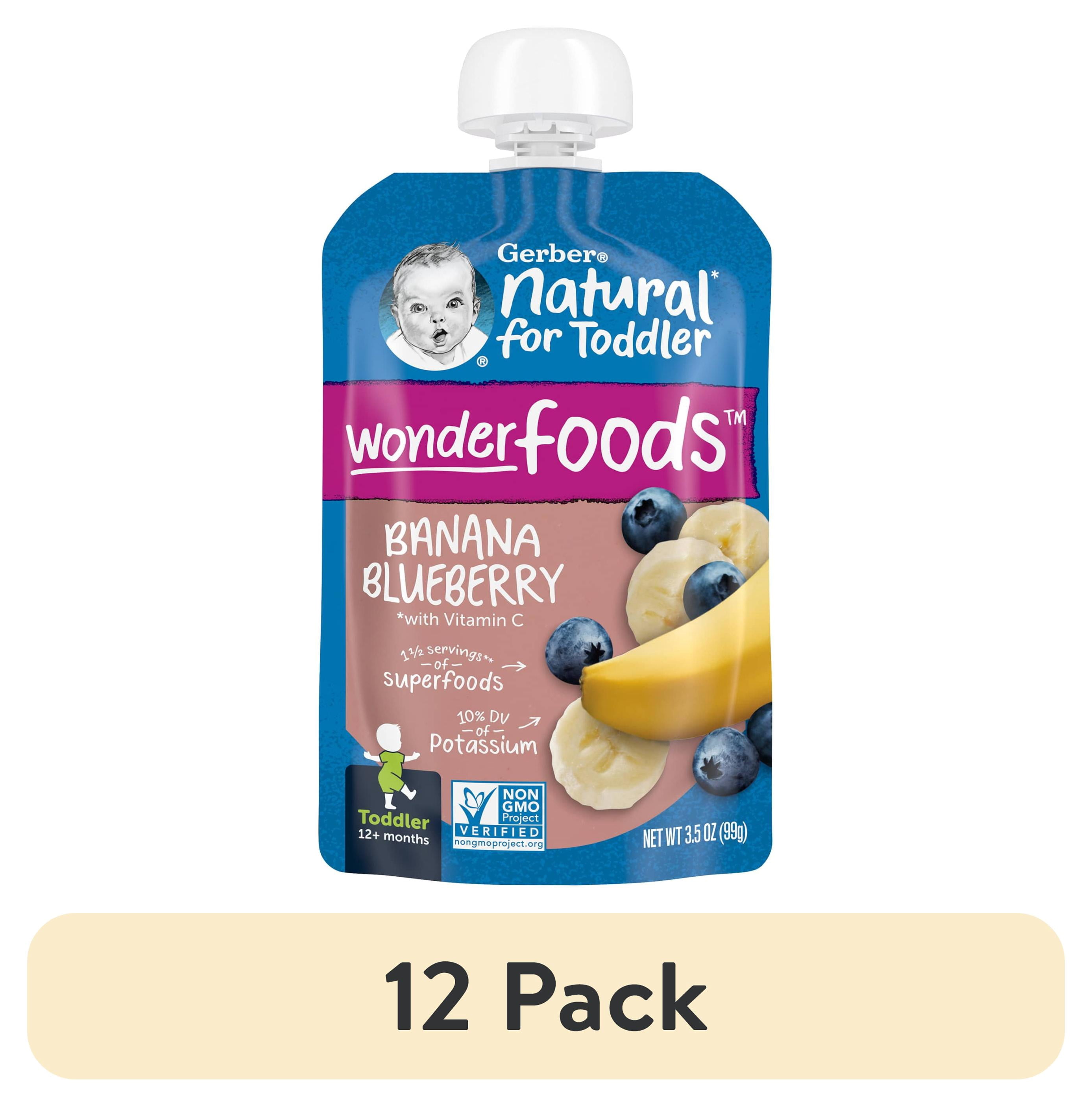(12 pack) Gerber Stage 2 Baby Food, Banana Blueberry Puree, 3.5 oz ...