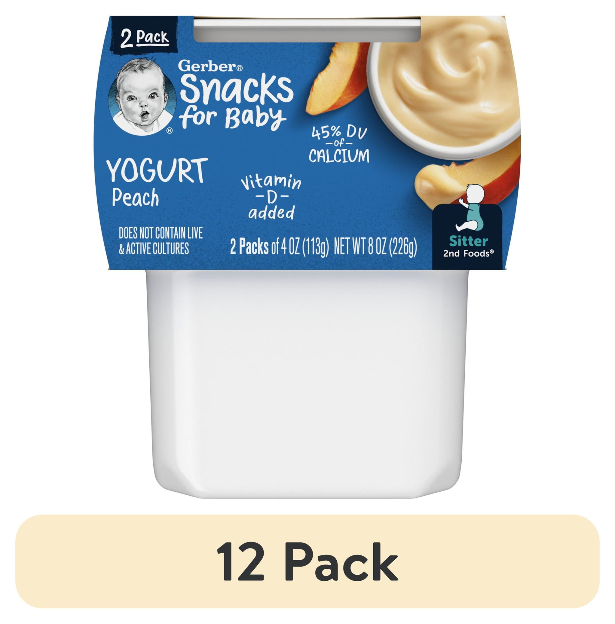 (12 pack) Gerber Yogurt Blends Stage 3 Baby Snacks Peach, 4 oz Tubs ...