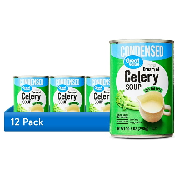 (12 pack) Great Value 98% Fat Free Cream of Celery Condensed Soup, 10.5 ...