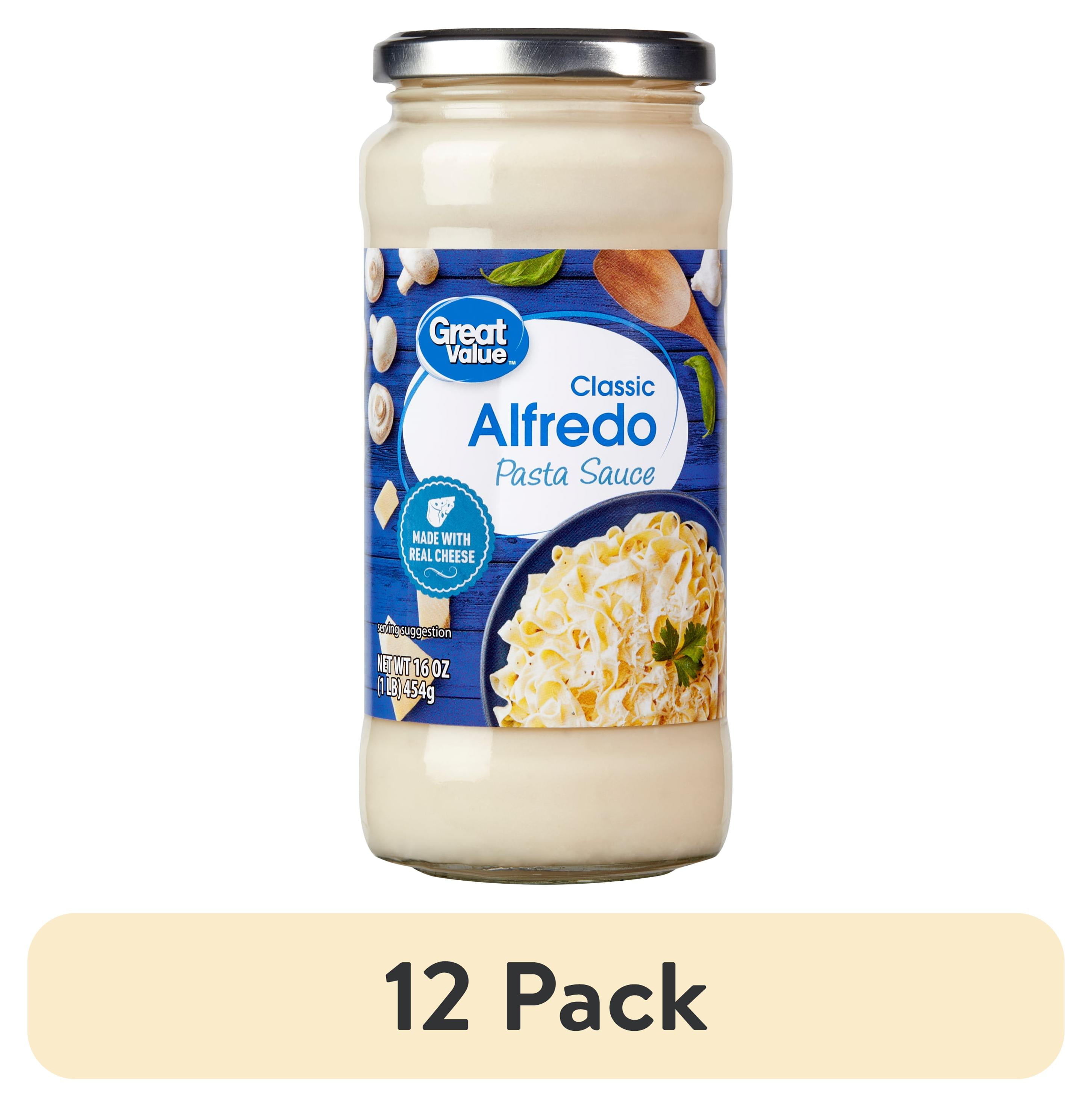 (12 pack) Great Value Alfredo Pasta Sauce, 16 oz - Walmart.com
