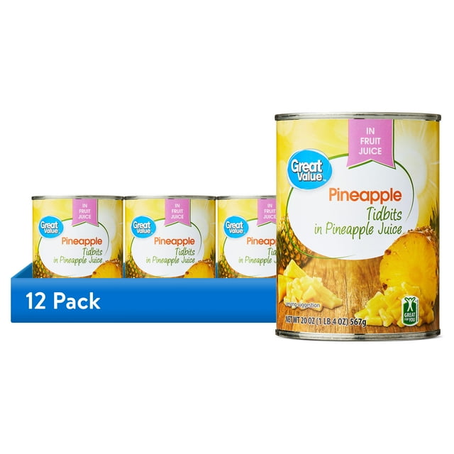 (12 pack) Great Value Canned Pineapple Tidbits, 20 oz - Walmart.com