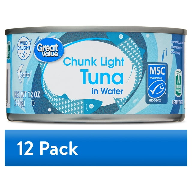 (12 pack) Great Value Chunk Light Tuna in Water, 12 oz - Walmart.com