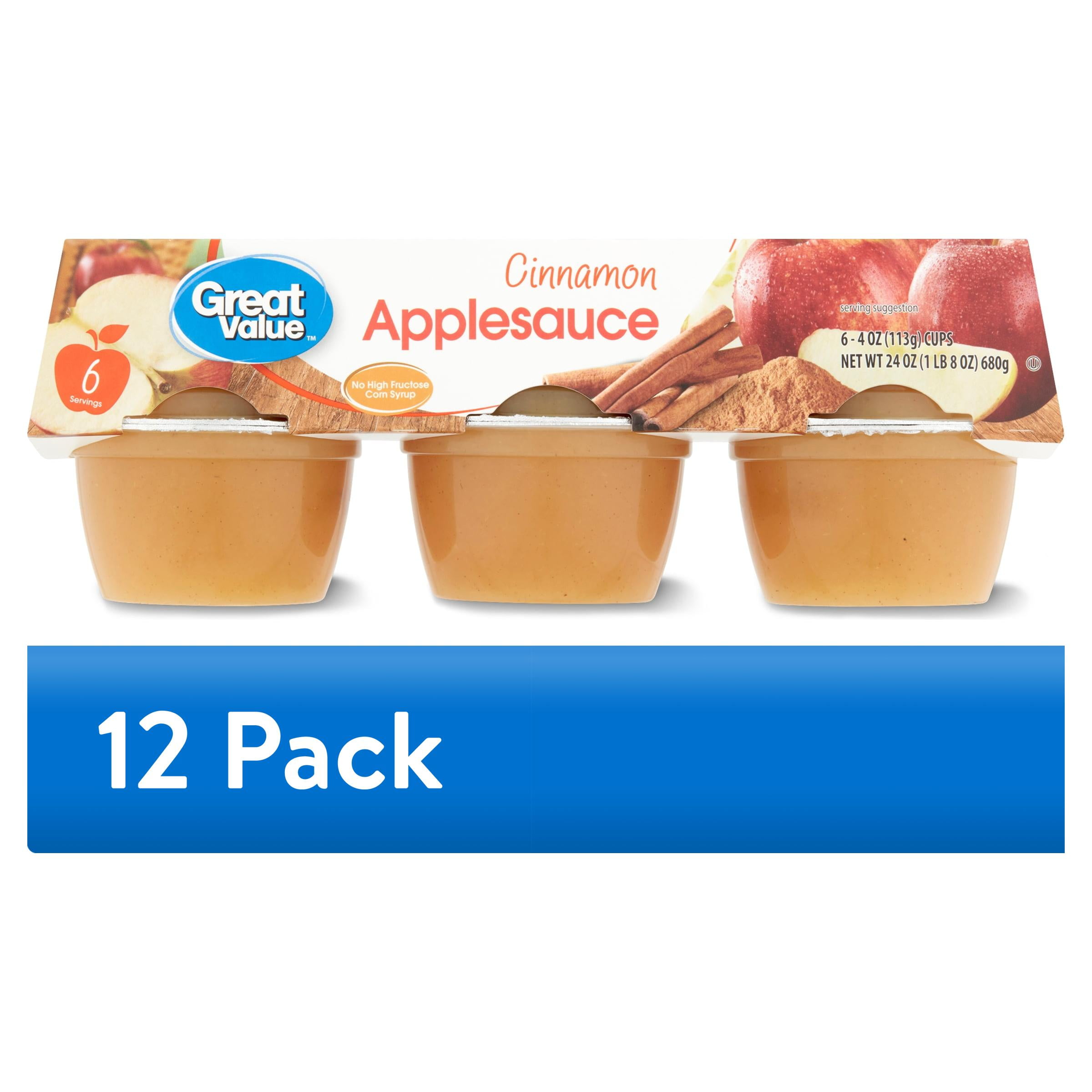 (12 pack) Great Value Cinnamon Applesauce, 4 oz, 6 Count - Walmart ...