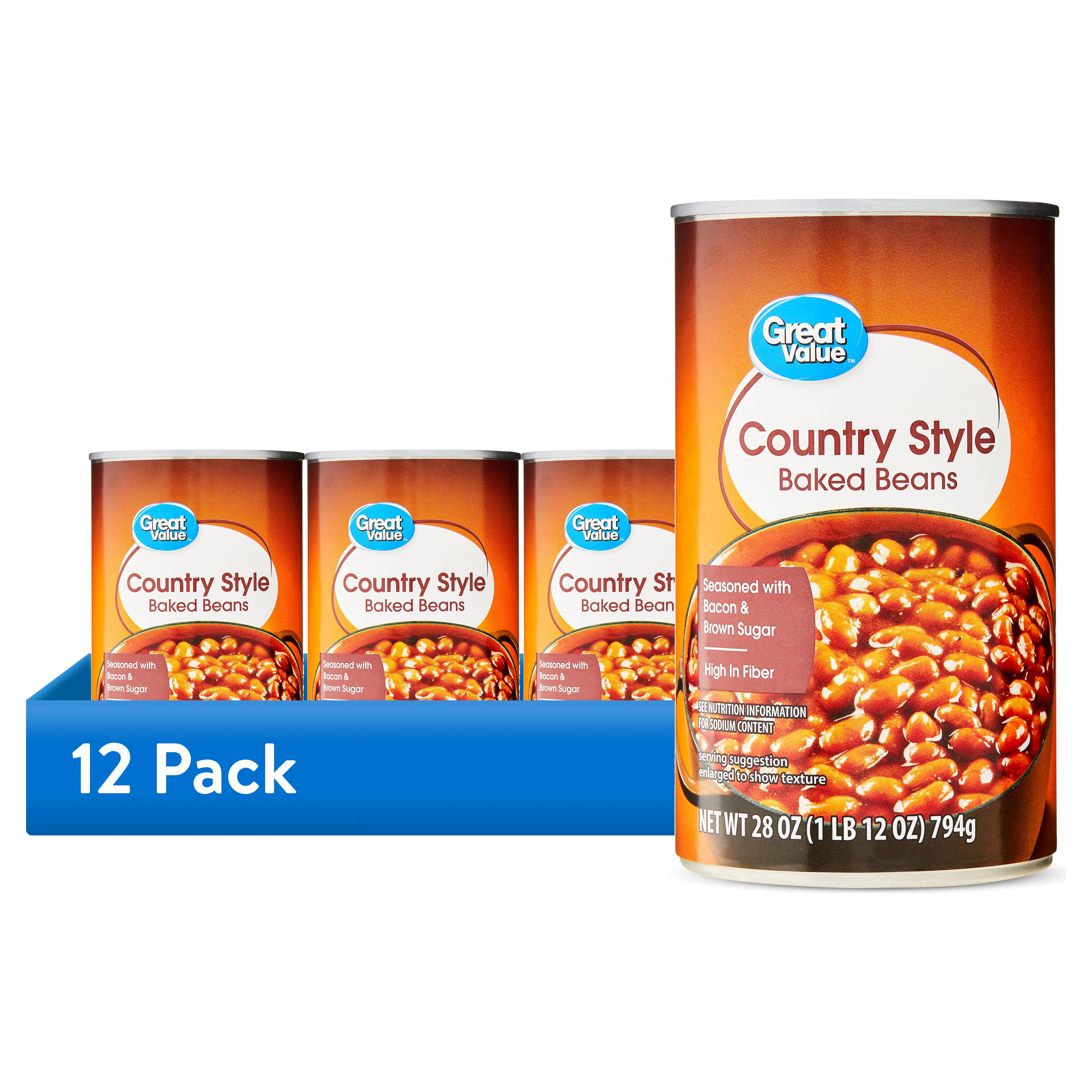 (12 pack) Great Value Country Style Baked Beans, 28 oz Can - Walmart.com