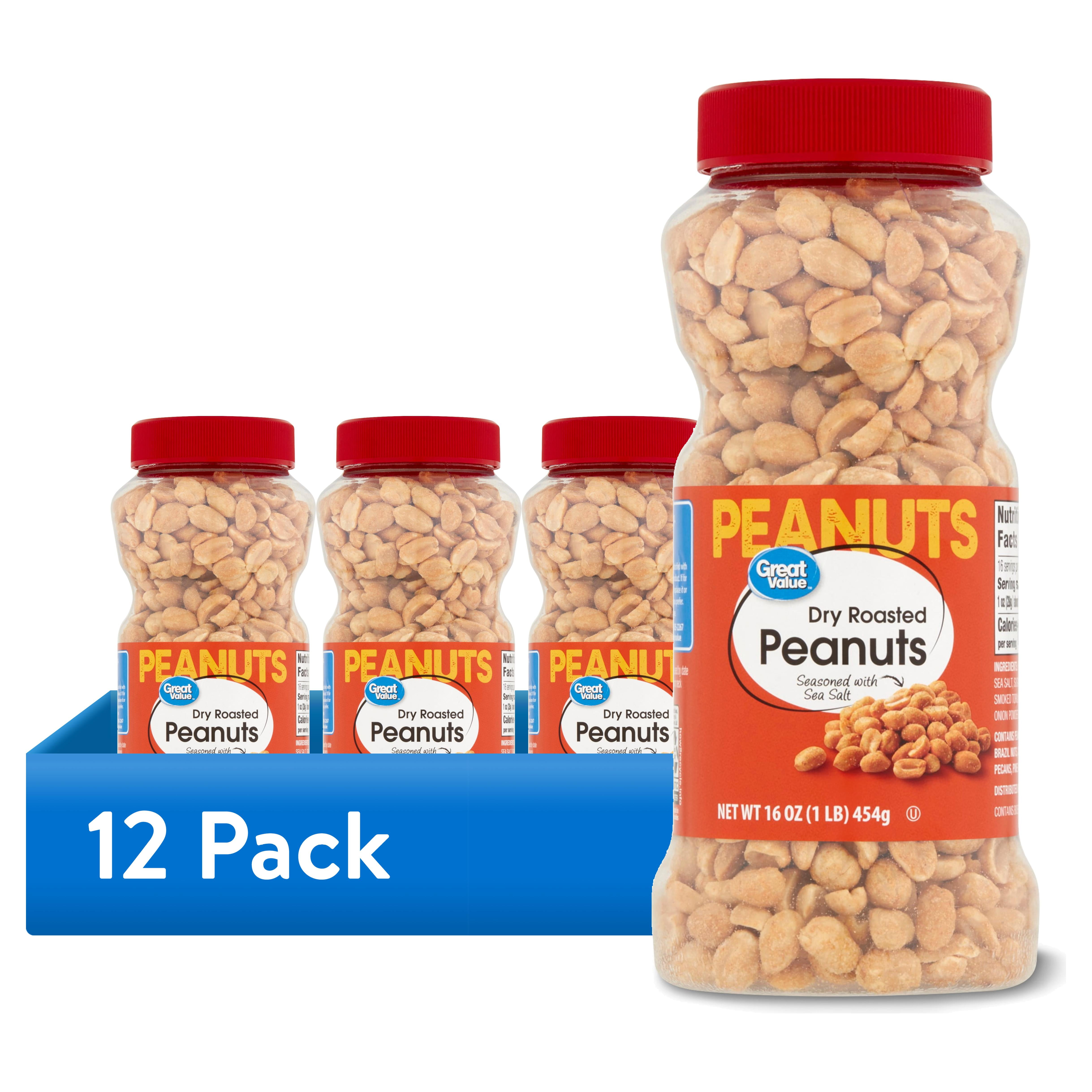 (12 pack) Great Value Dry Roasted Peanuts, 16 oz - Walmart.com