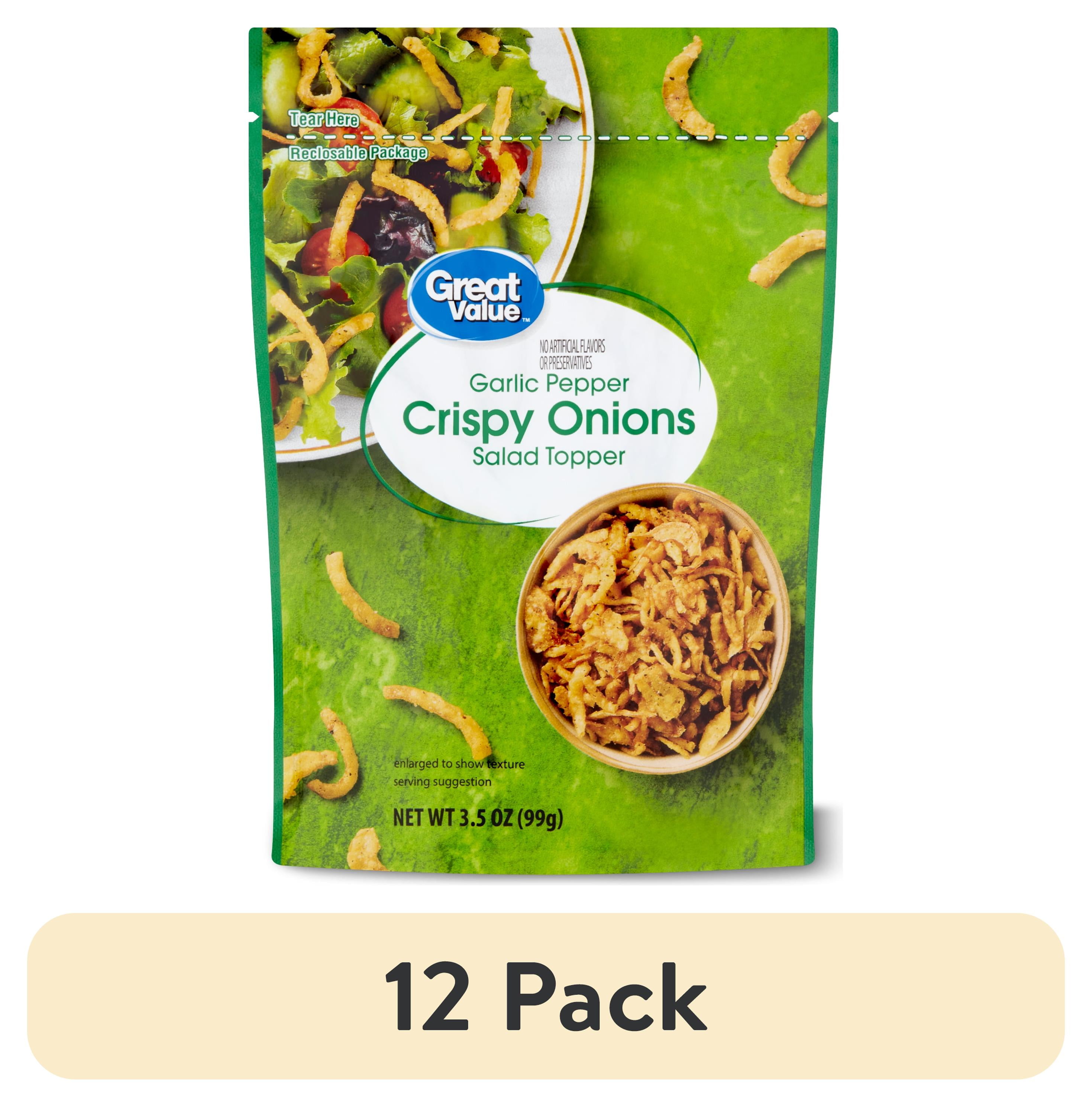 (12 pack) Great Value Garlic Pepper Crispy Onions Salad Topping, 3.5 oz ...