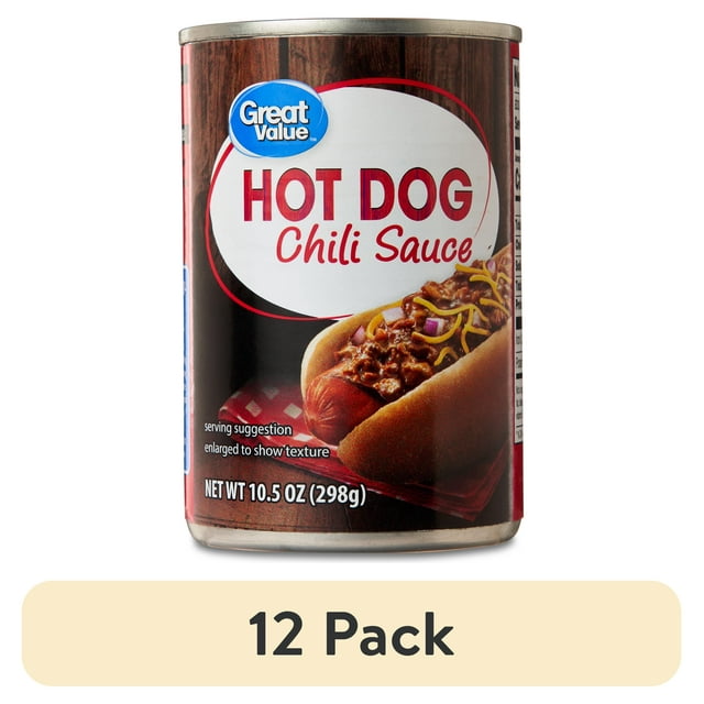 (12 pack) Great Value Hot Dog Chili Sauce, 10.5 oz Can - Walmart.com