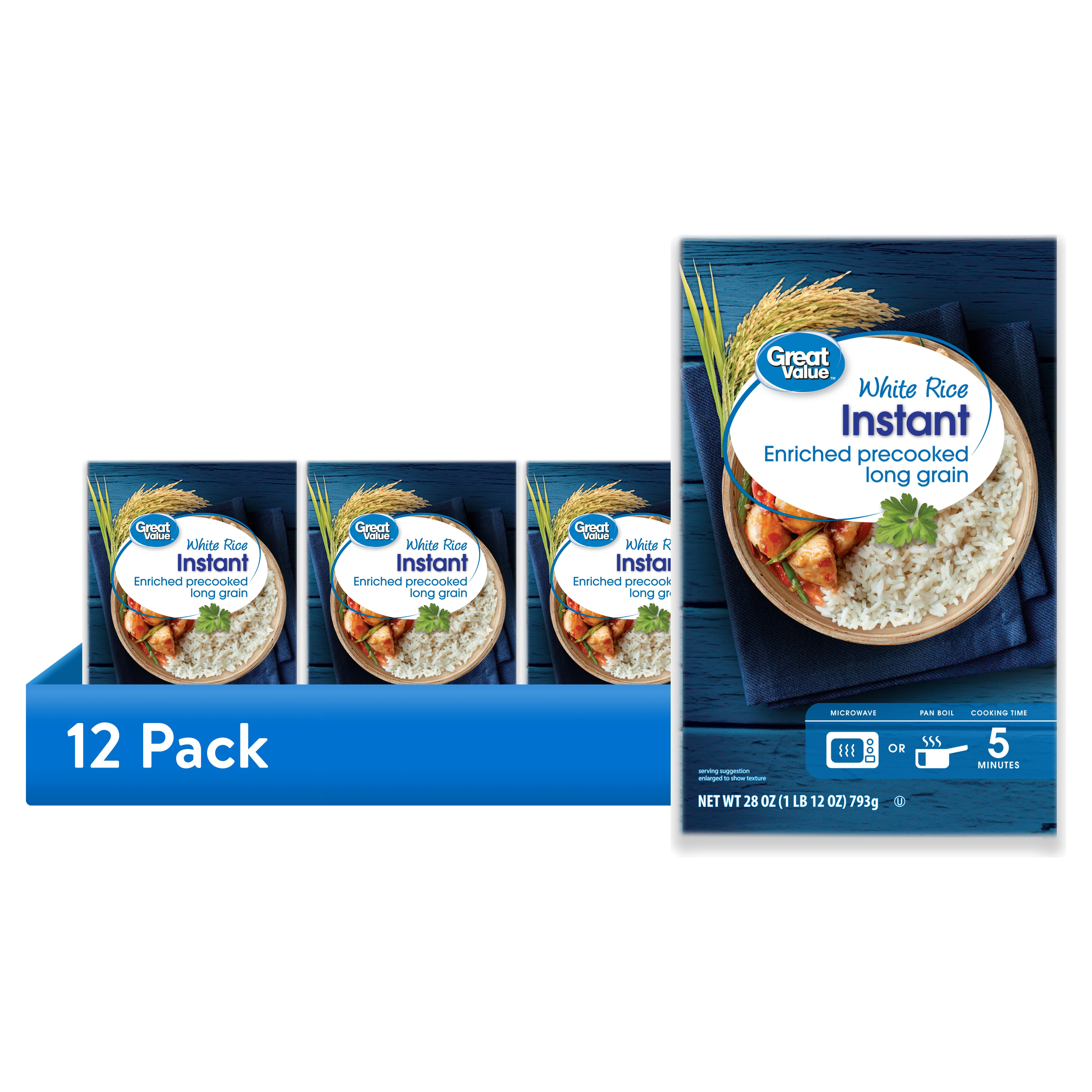 (12 pack) Great Value Instant White Rice, 28 oz - Walmart.com