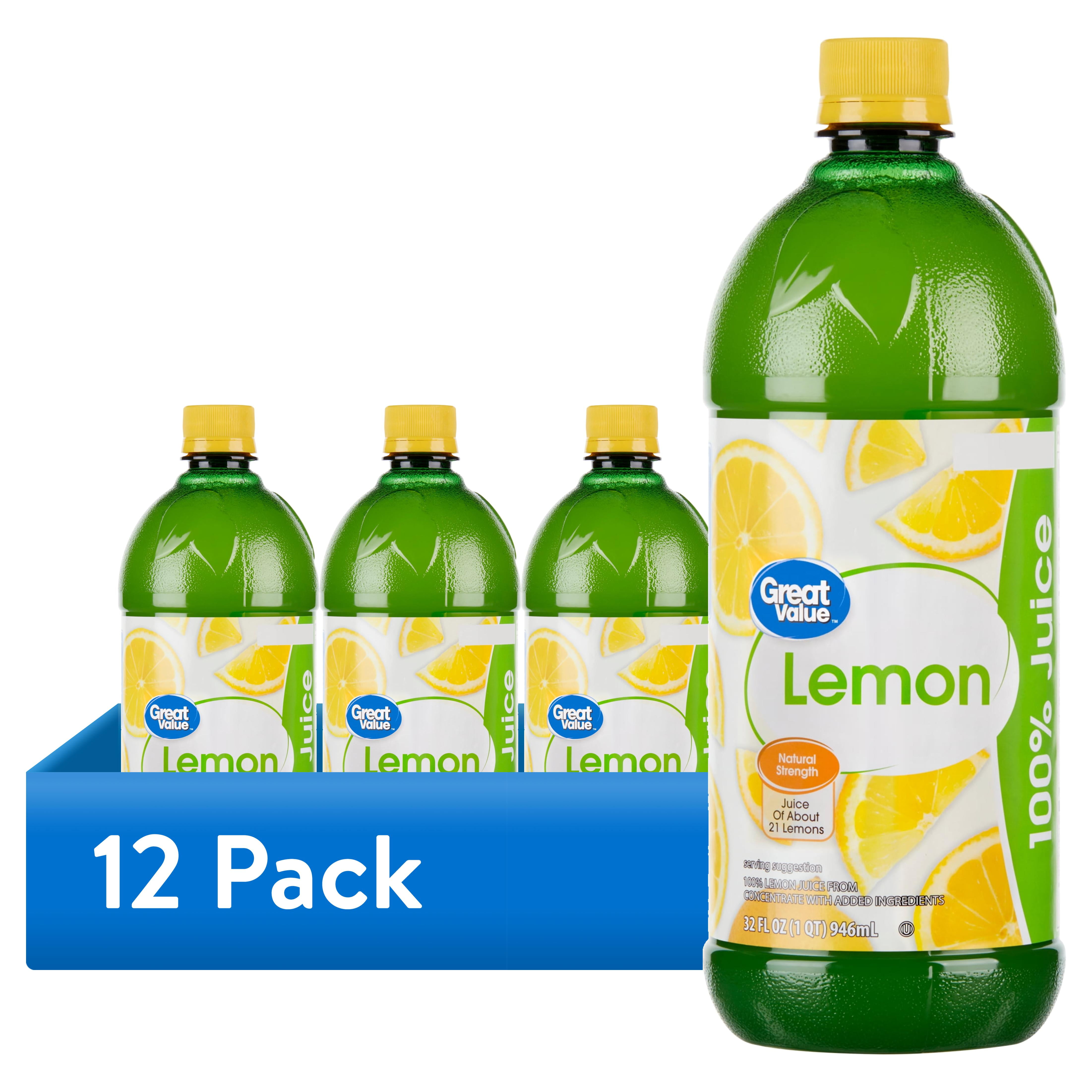 (12 pack) Great Value Lemon 100% Juice, 32 fl oz - Walmart Business ...