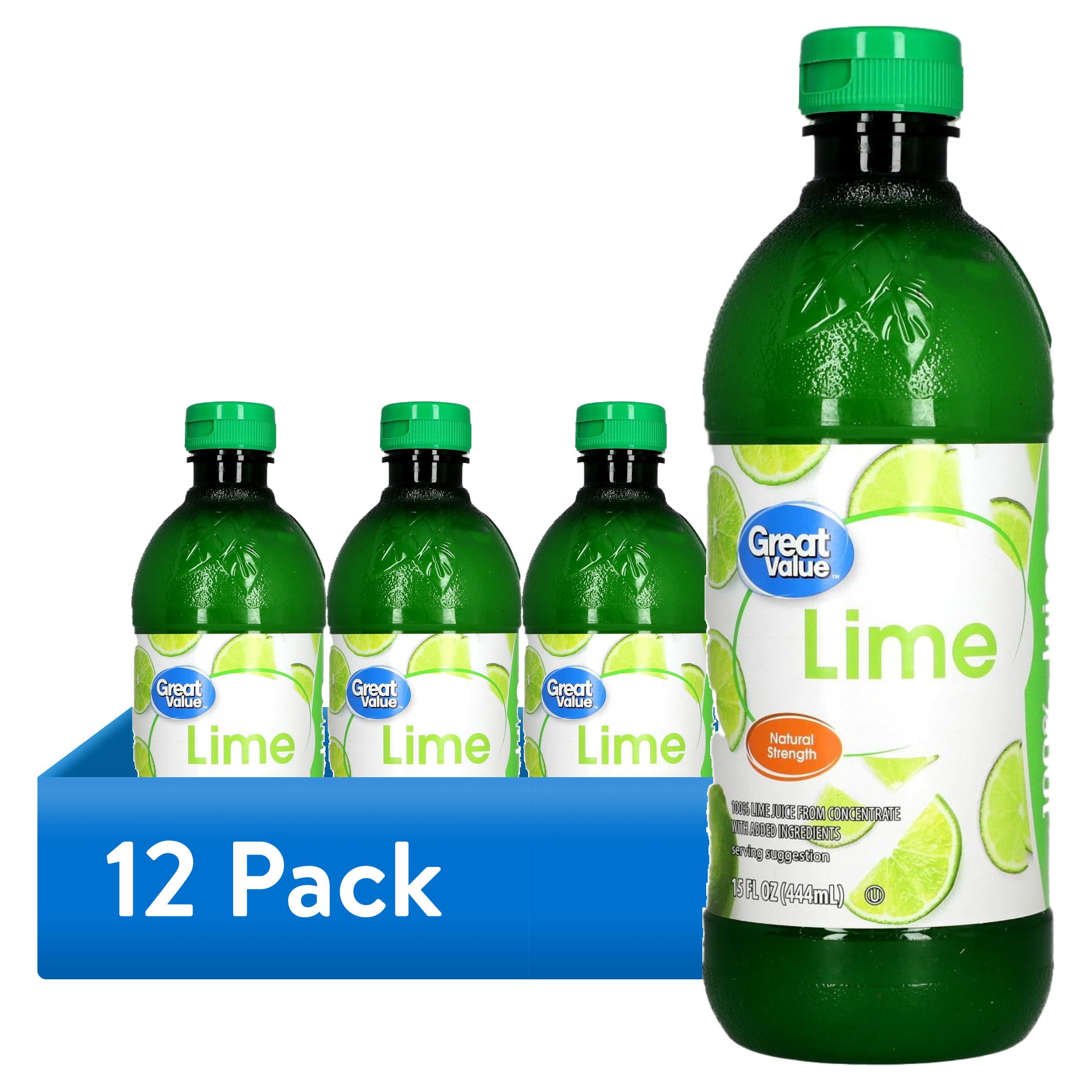 (12 pack) Great Value Lime 100% Juice, 15 fl oz (Shelf Stable ...