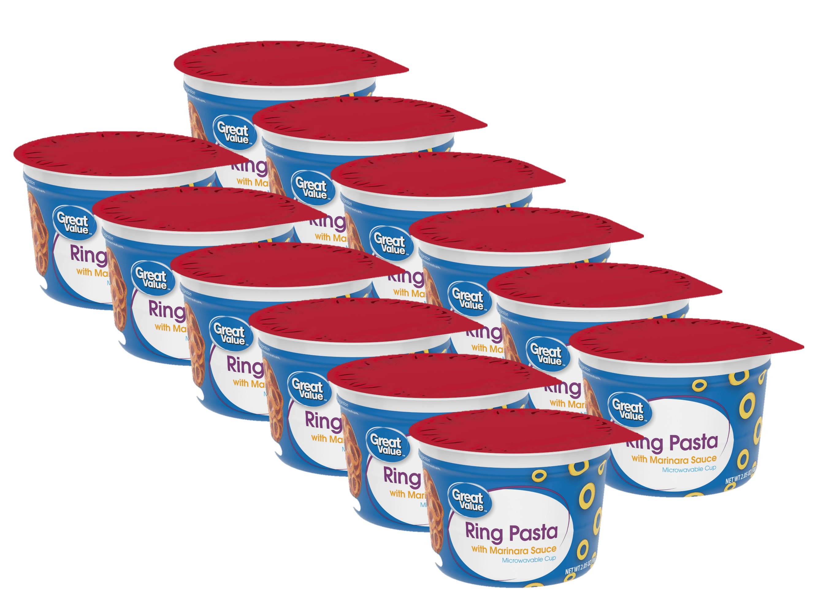 (12 pack) Great Value Ring Pasta with Marinara Sauce Microwavable Cup ...
