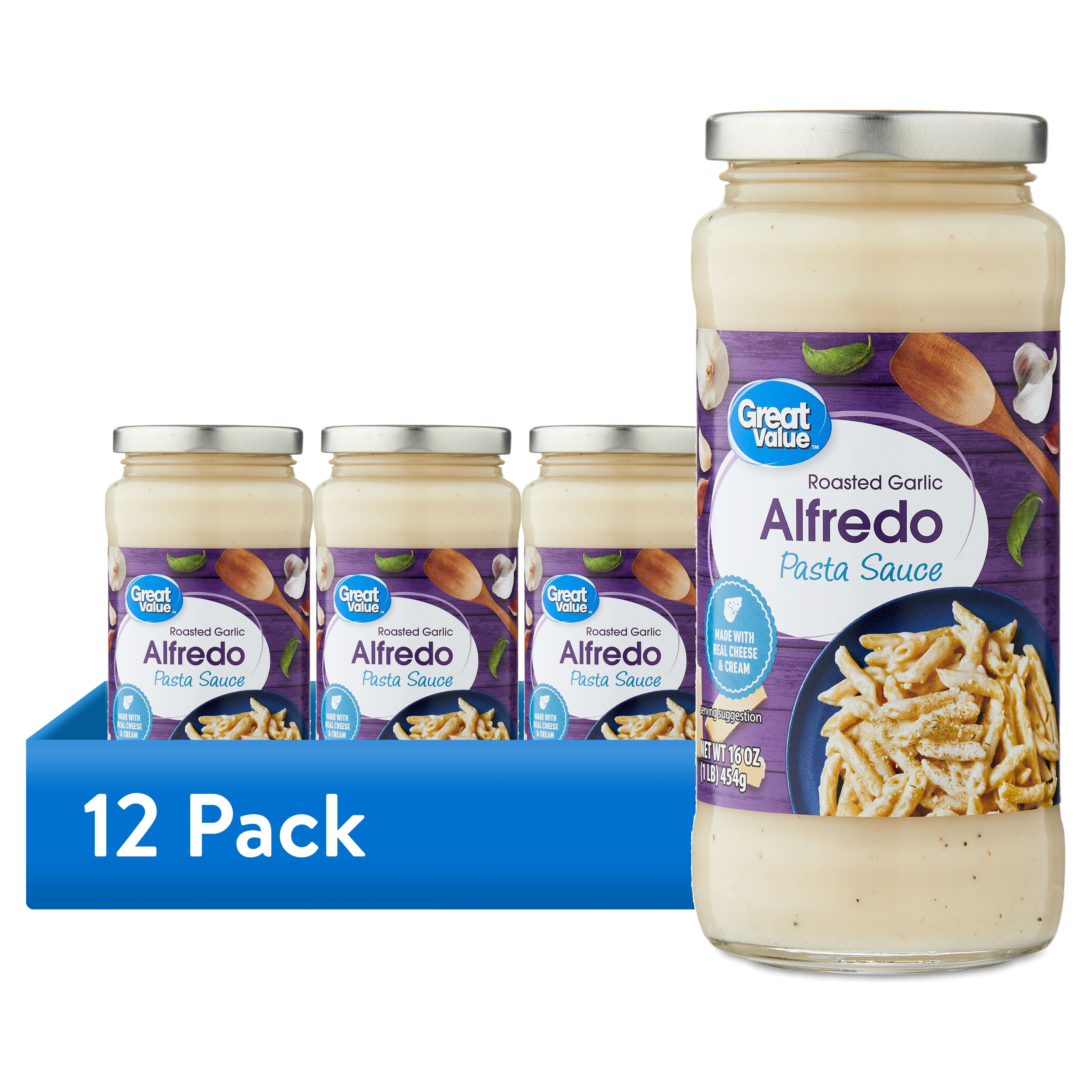 (12 pack) Great Value Roasted Garlic Alfredo Pasta Sauce, 16 oz ...