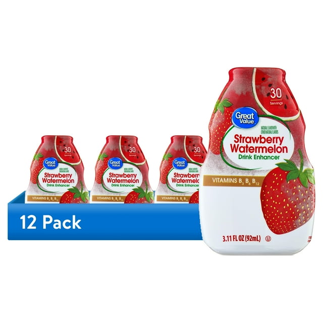 (12 pack) Great Value Strawberry Watermelon Liquid Drink Enhancer, 3.11 ...