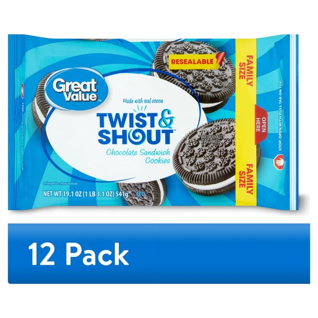 (12 pack) Great Value Twist & Shout Chocolate Sandwich Cookies, 19.1 oz ...