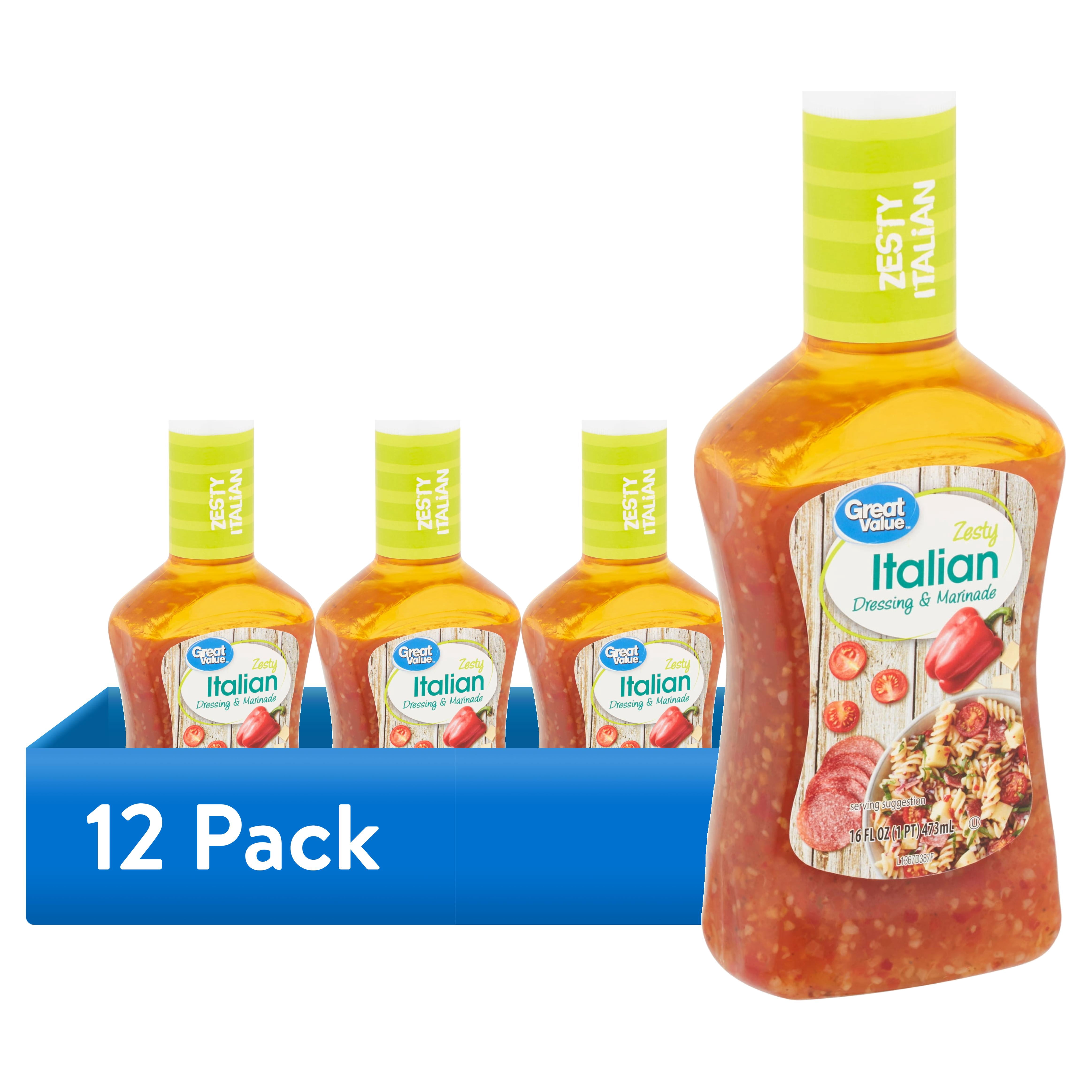 (12 pack) Great Value Zesty Italian Dressing & Marinade, 16 fl oz ...