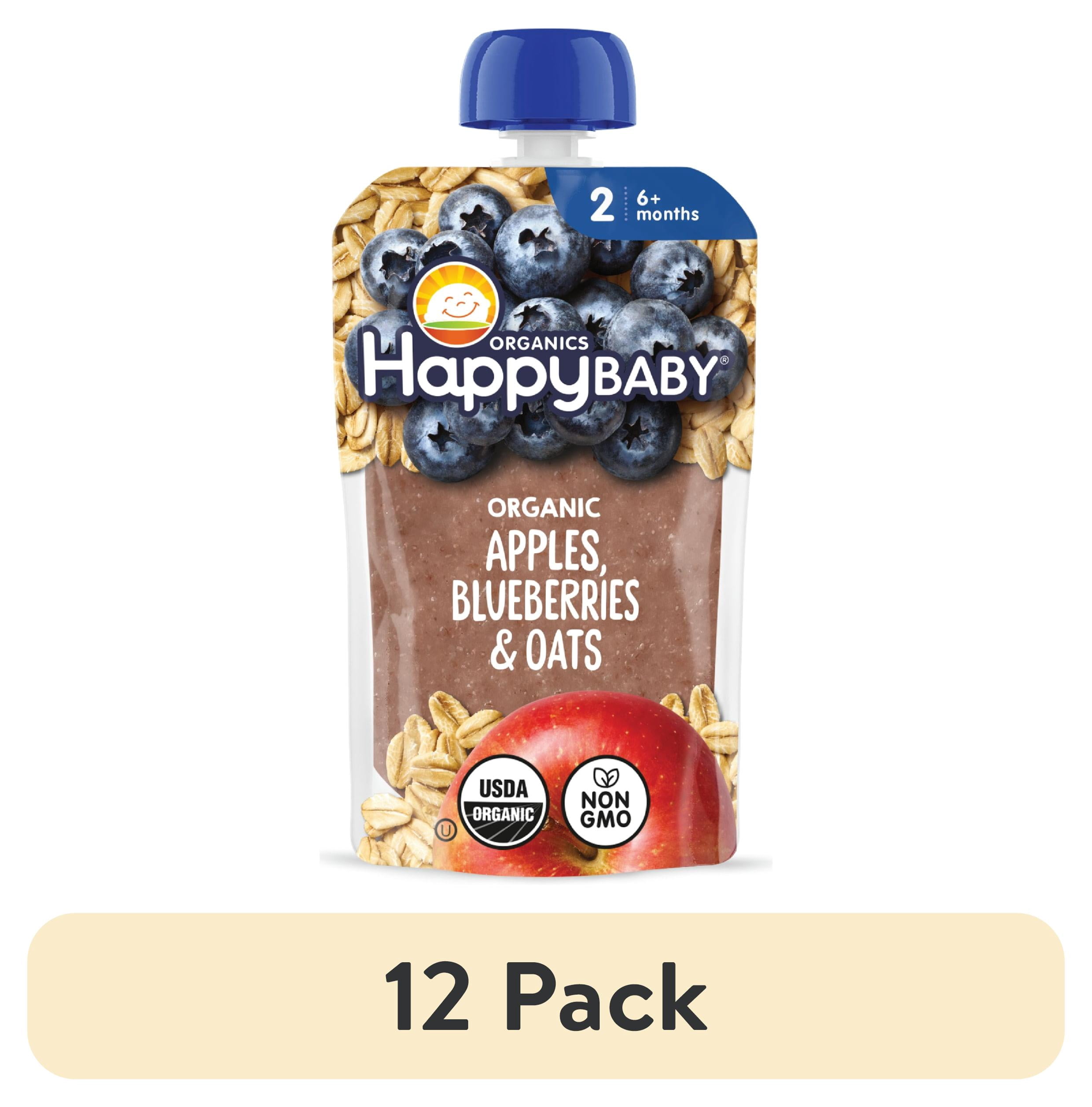 (12 pack) Happy Baby, Stage 2 Organic Baby Food, Apples Blueberries ...