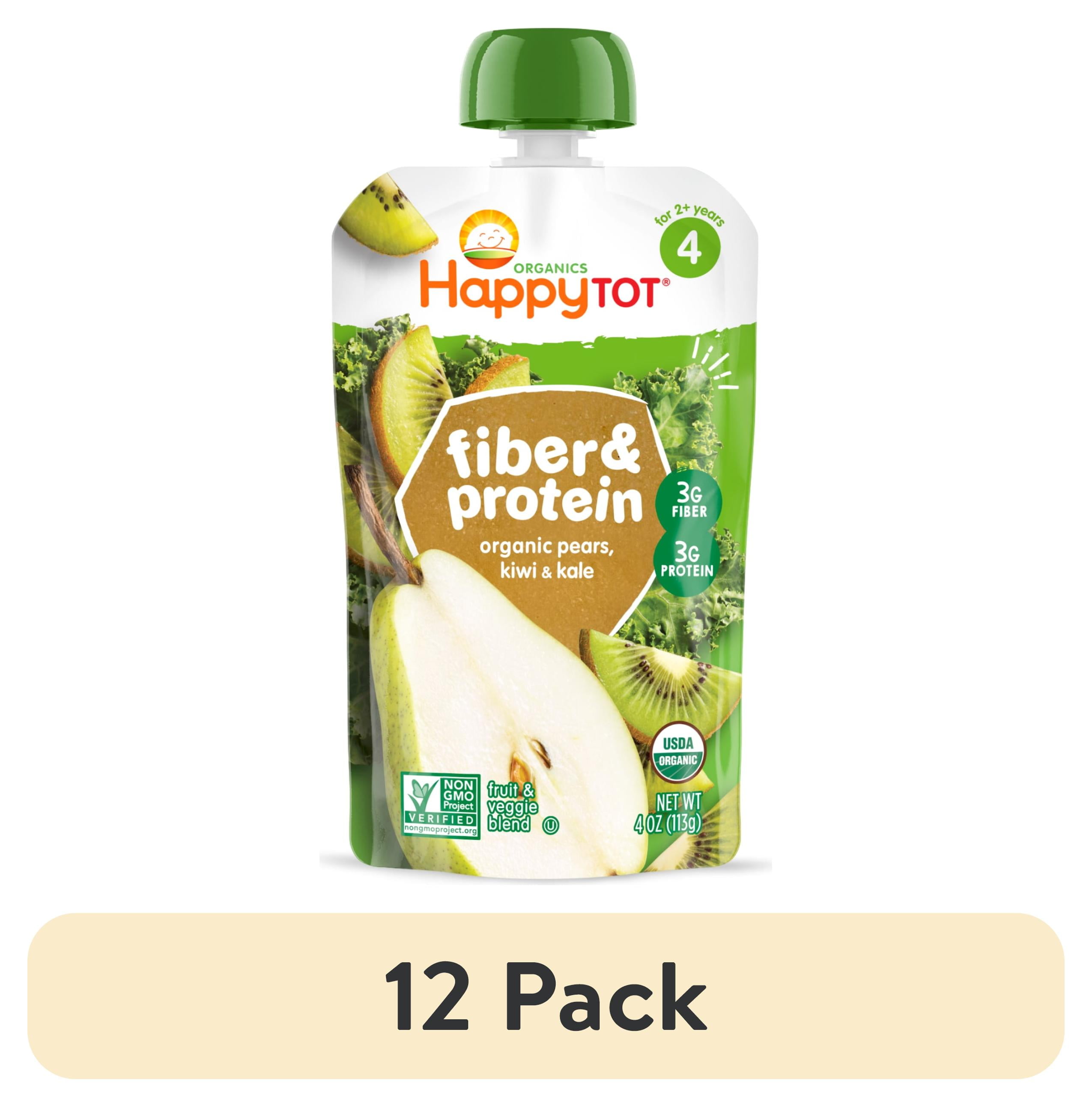 (12 pack) Happy Tot Organics Fiber & Protein Stage 4, Pears Kiwi & Kale ...