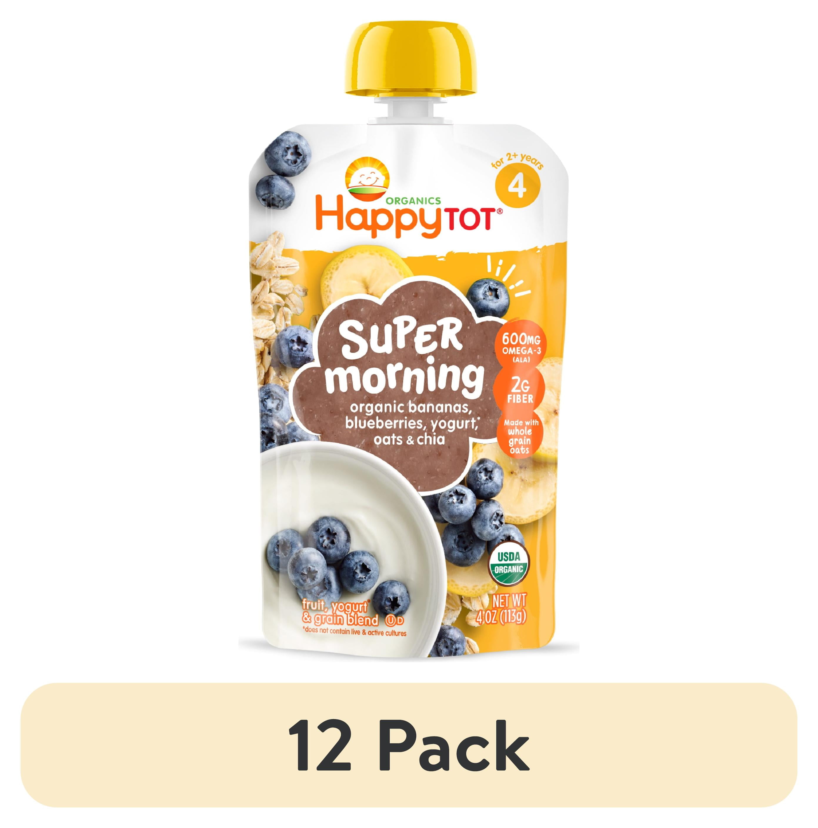 (12 pack) Happy Tot Organics Super Morning Puree,Toddler Food, Bananas ...