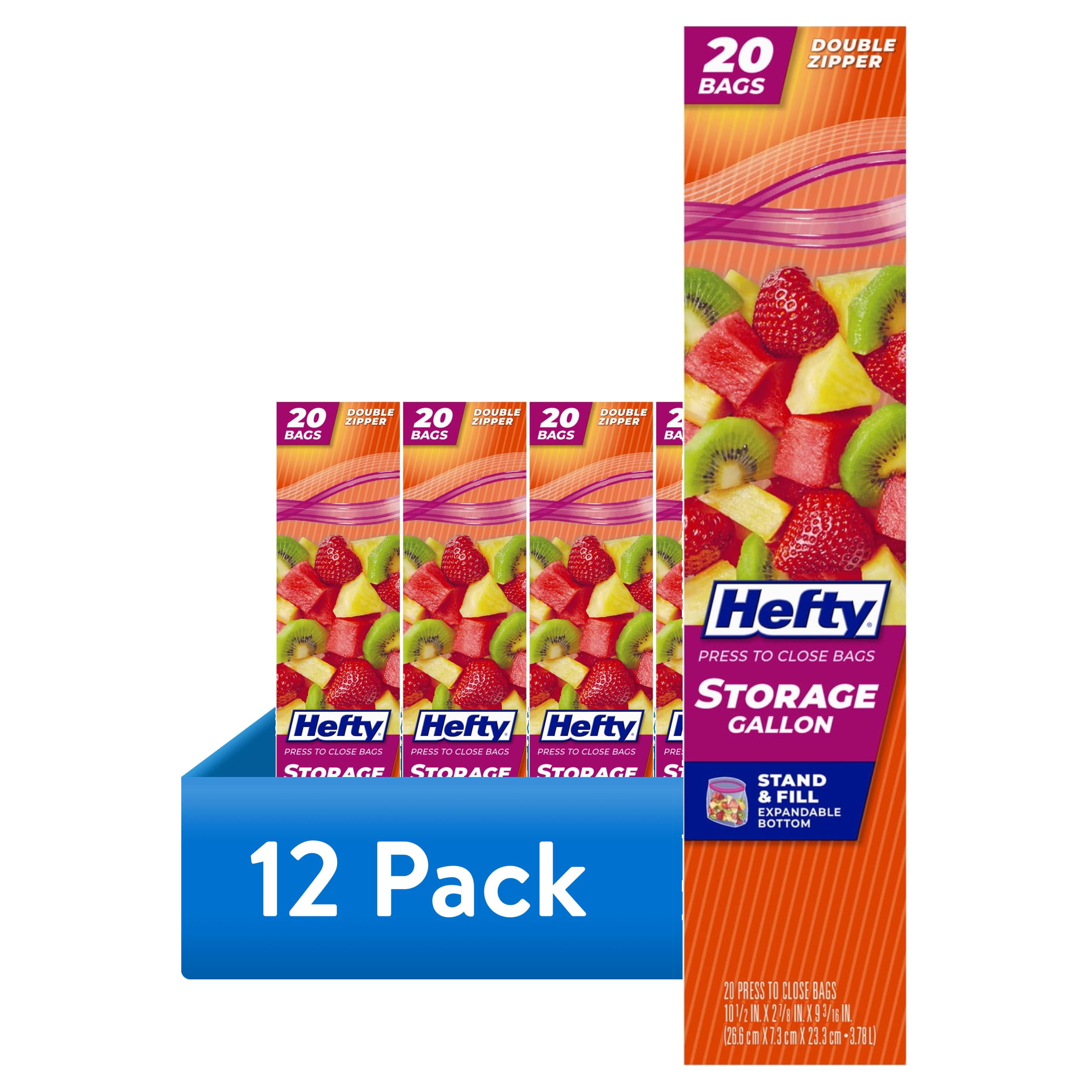 (12 pack) Hefty Press to Close Gallon Food Storage Bags, 20 Count ...
