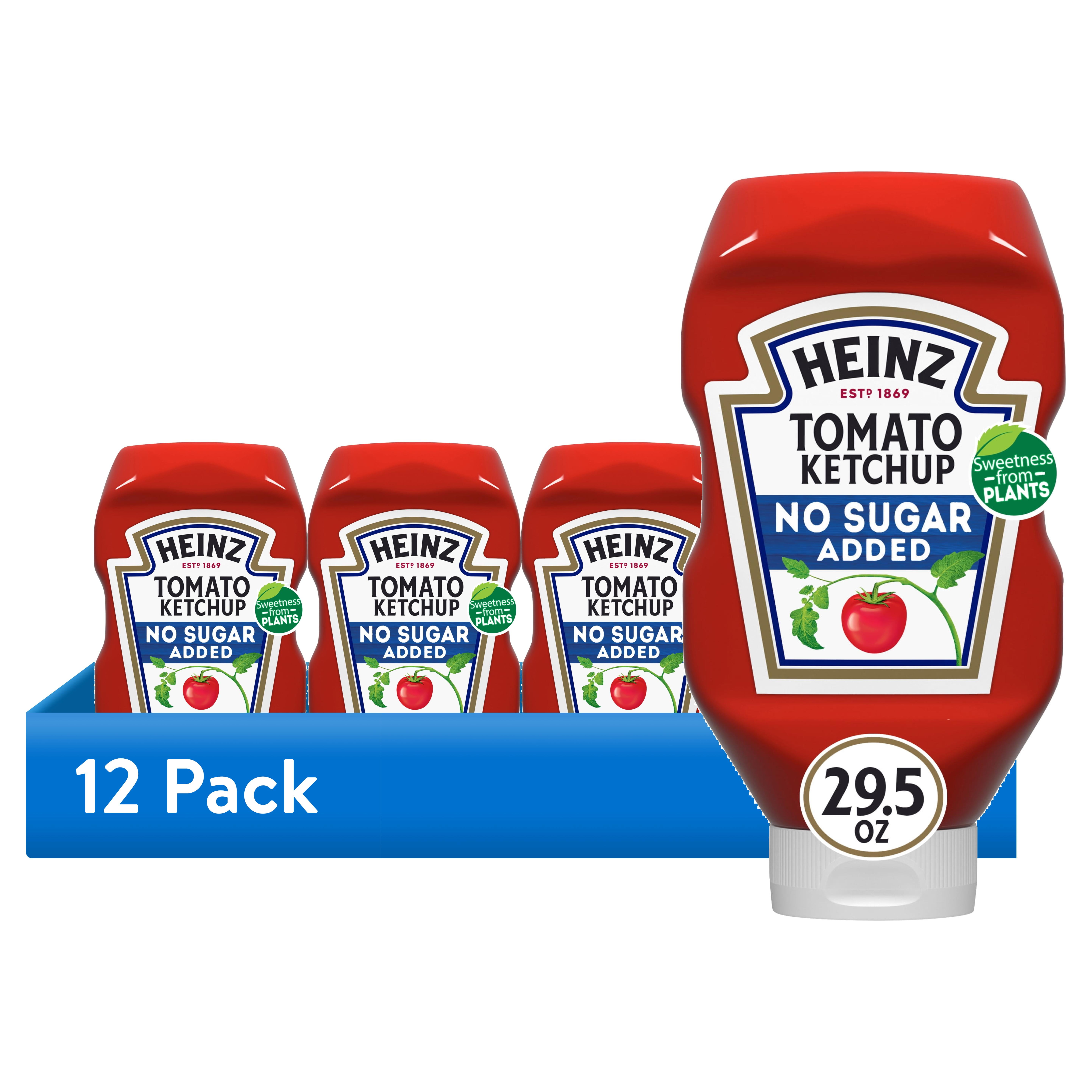 (12 pack) Heinz Tomato Ketchup with No Sugar Added, 29.5 oz Bottle ...