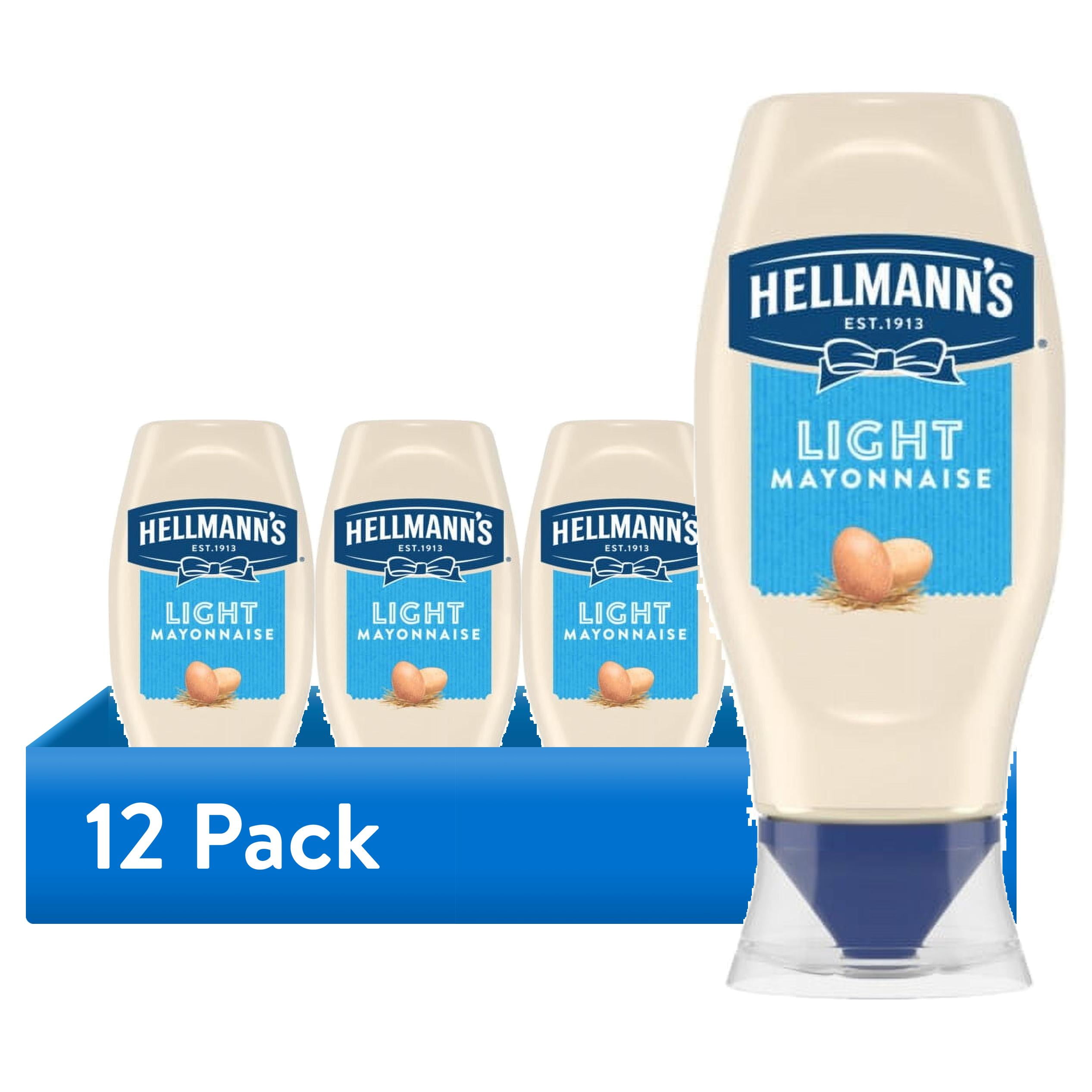 (12 pack) Hellmann's Light Mayonnaise Squeeze Mayo Sandwich Spread 11.5 ...
