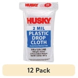 (12 pack) Husky 2 Mil Clear Plastic Drop Cloth, 9 ft. x 12 ft ...