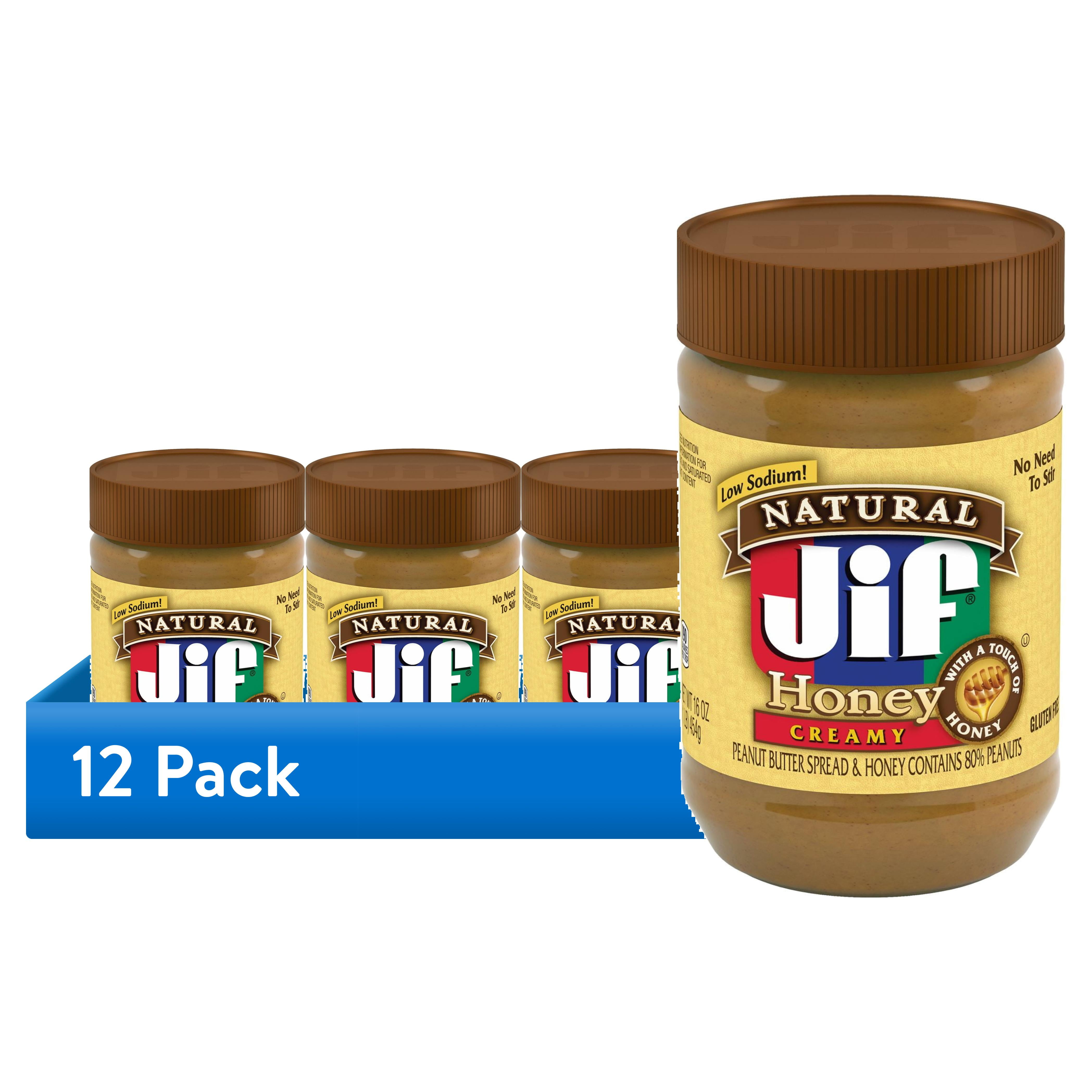 (12 pack) Jif Creamy Natural Peanut Butter with Honey, 16 oz - Walmart.com