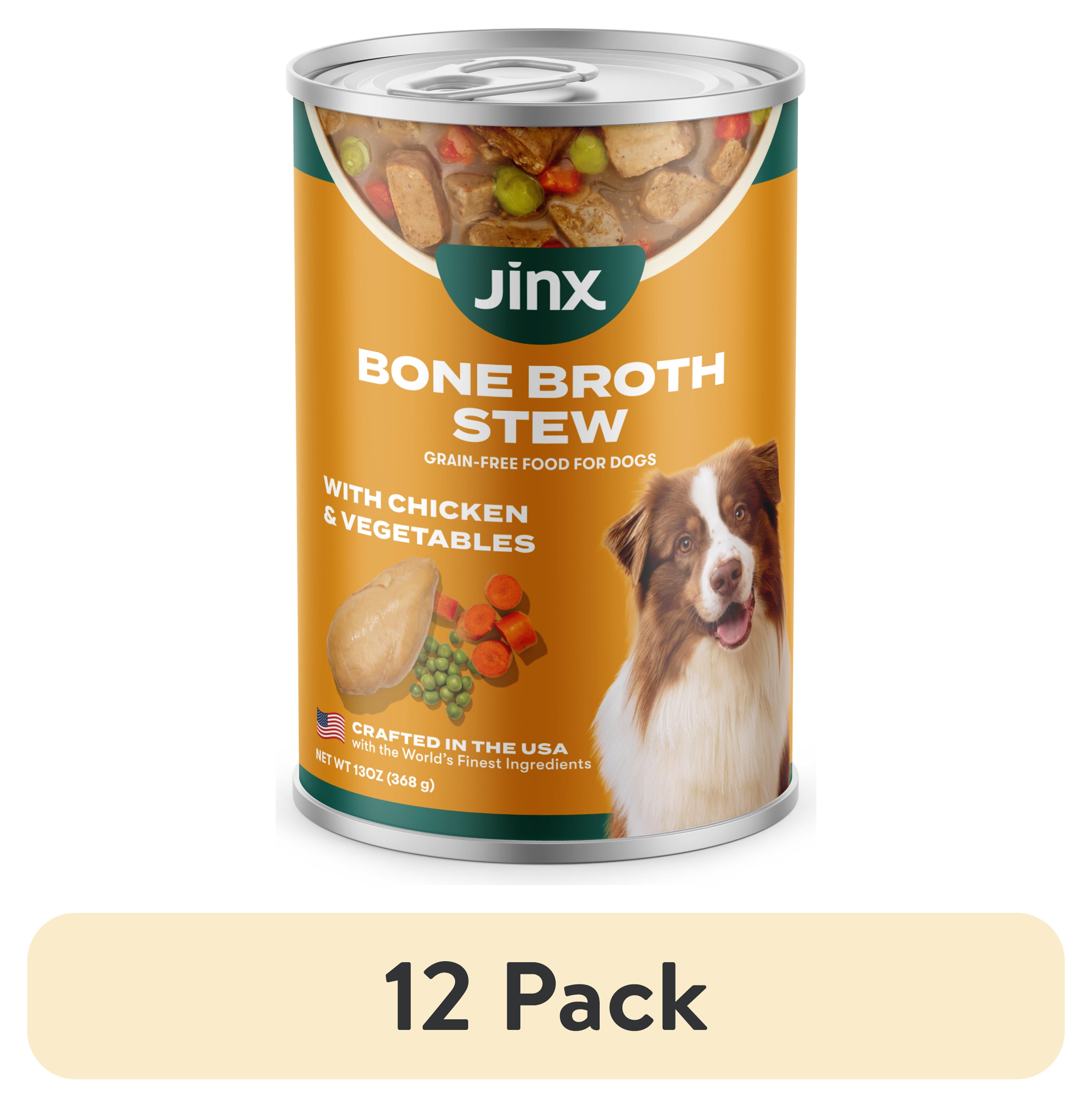 (12 pack) Jinx Bone Broth Stew Grain-Free Chicken & Vegetables Wet Dog ...