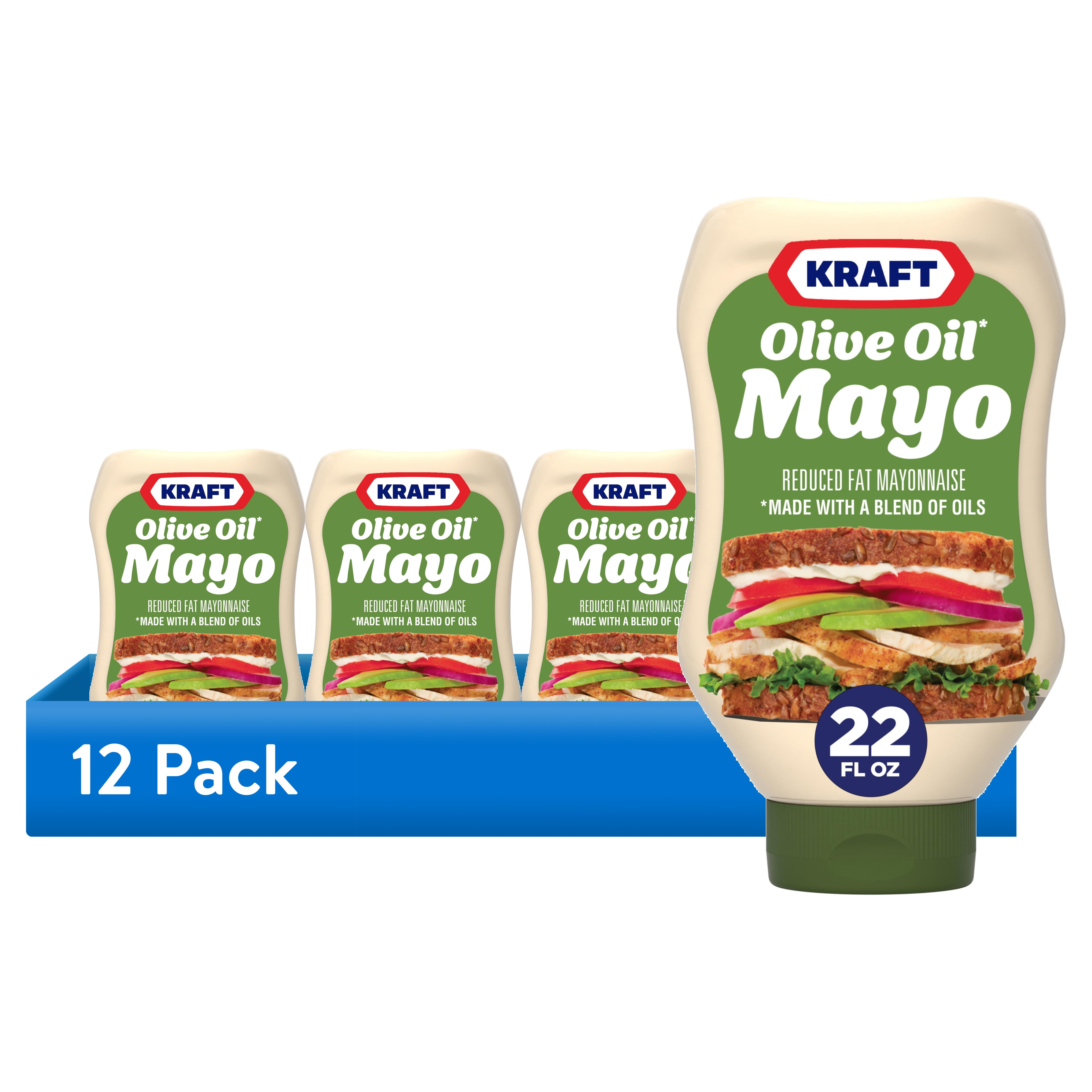 (12 pack) Kraft Mayo with Olive Oil Reduced Fat Mayonnaise Squeeze ...