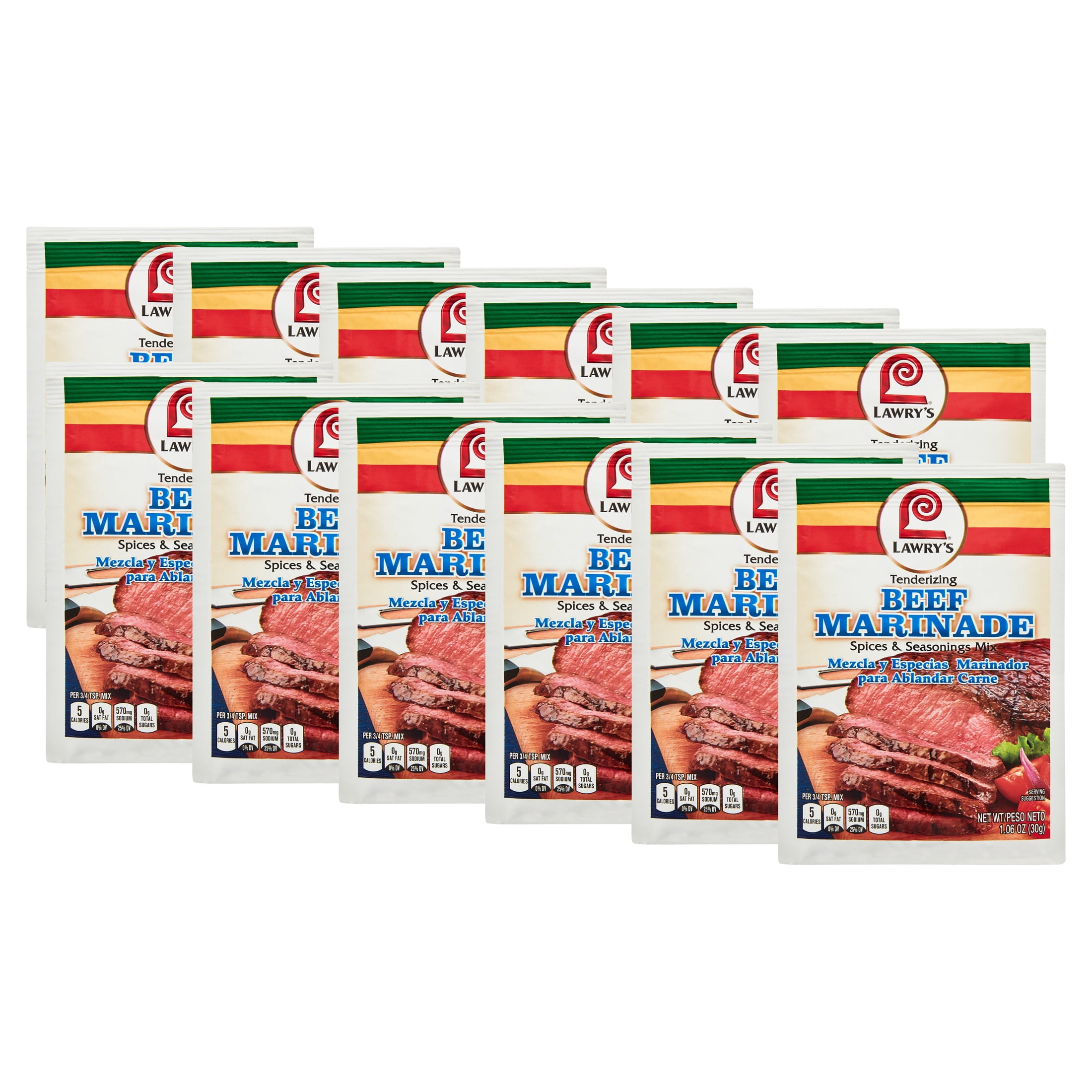 (12 pack) Lawry's Tenderizing Beef Marinade Spices & Seasonings Mix, 1. ...