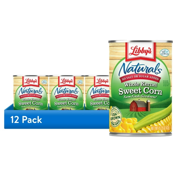 (12 pack) Libby's Naturals No Salt & No Sugar Added Whole Kernel Sweet Corn, 15.25 oz Can ...