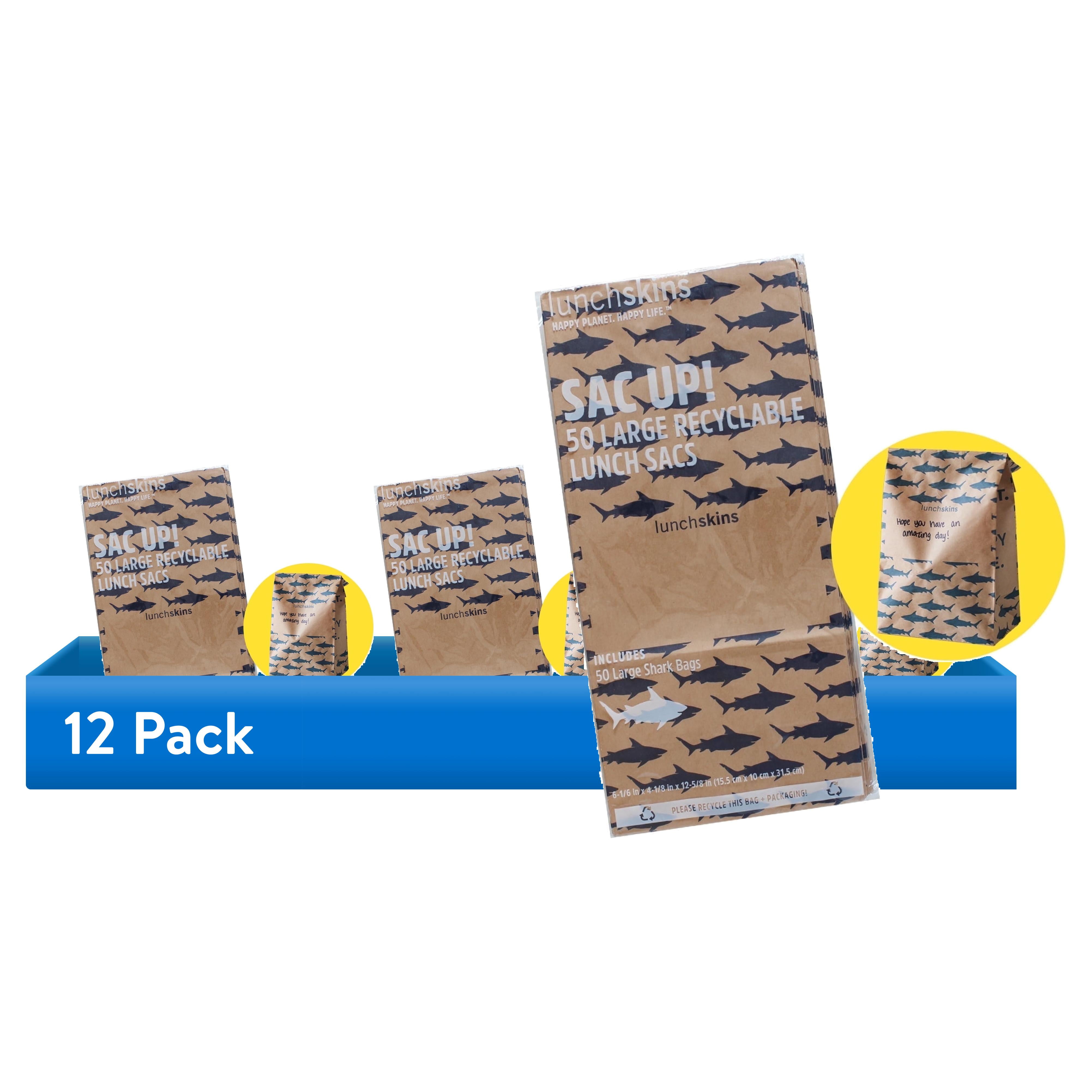 (12 pack) Lunchskins Compostable Large Paper Lunch Sacs – 50 Pack ...