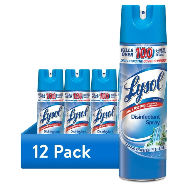 (12 pack) Lysol, Disinfectant Spray, Spring Waterfall, 19 oz ...